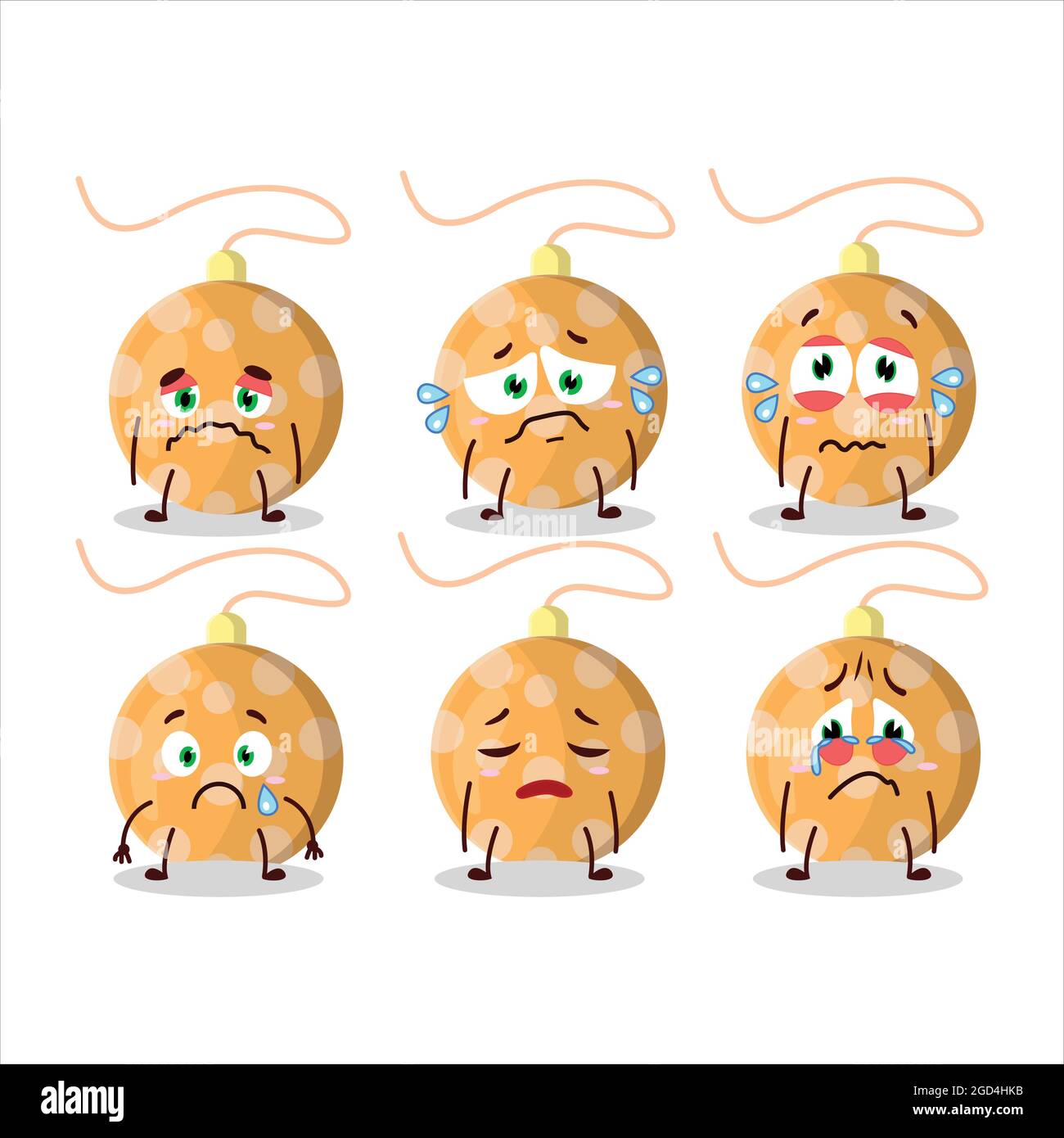 Christmas lights orange cartoon character with sad expression. Vector ...