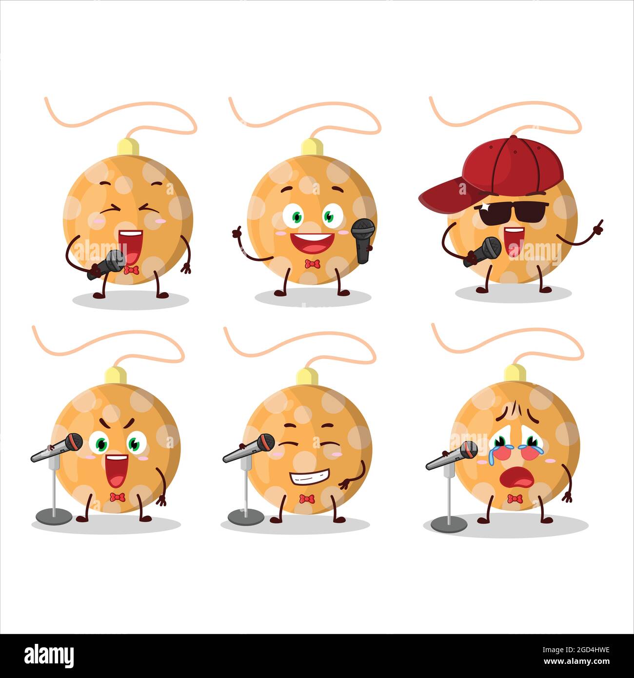 A Cute Cartoon design concept of christmas lights orange singing a ...