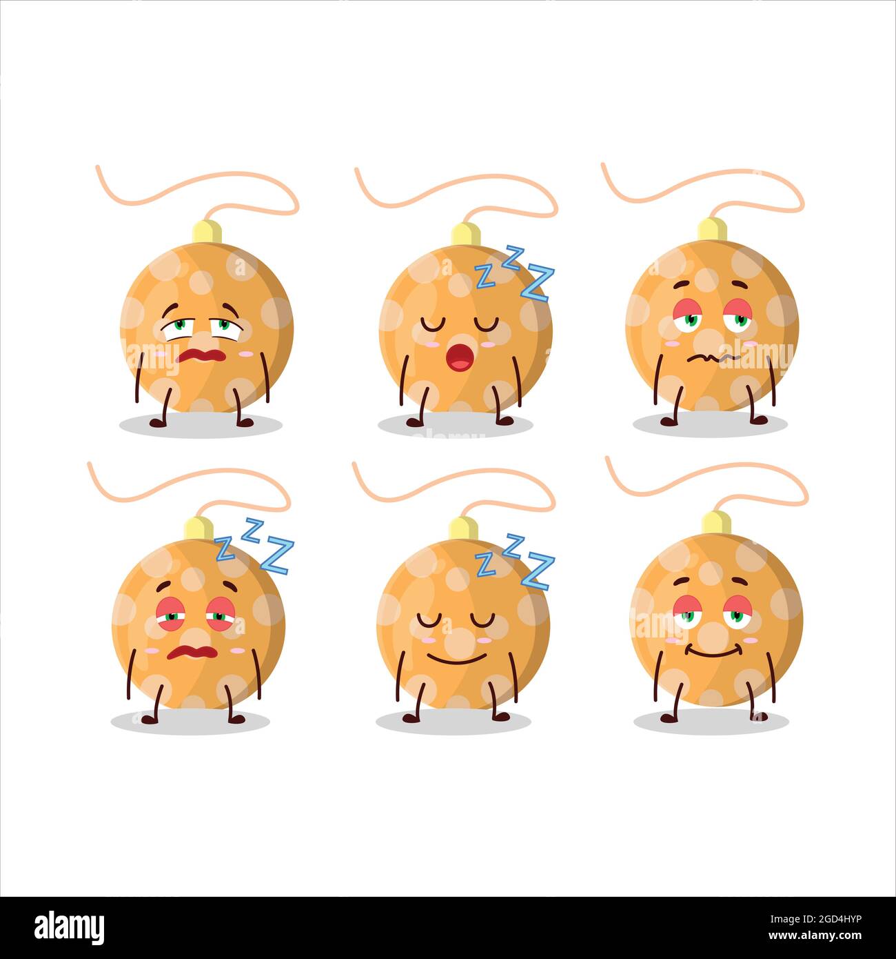 Cartoon character of christmas lights orange with sleepy expression ...