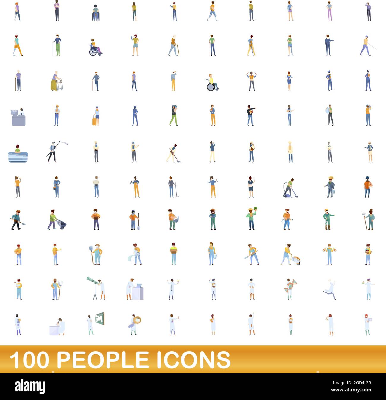 100 people icons set. Cartoon illustration of 100 people icons vector ...
