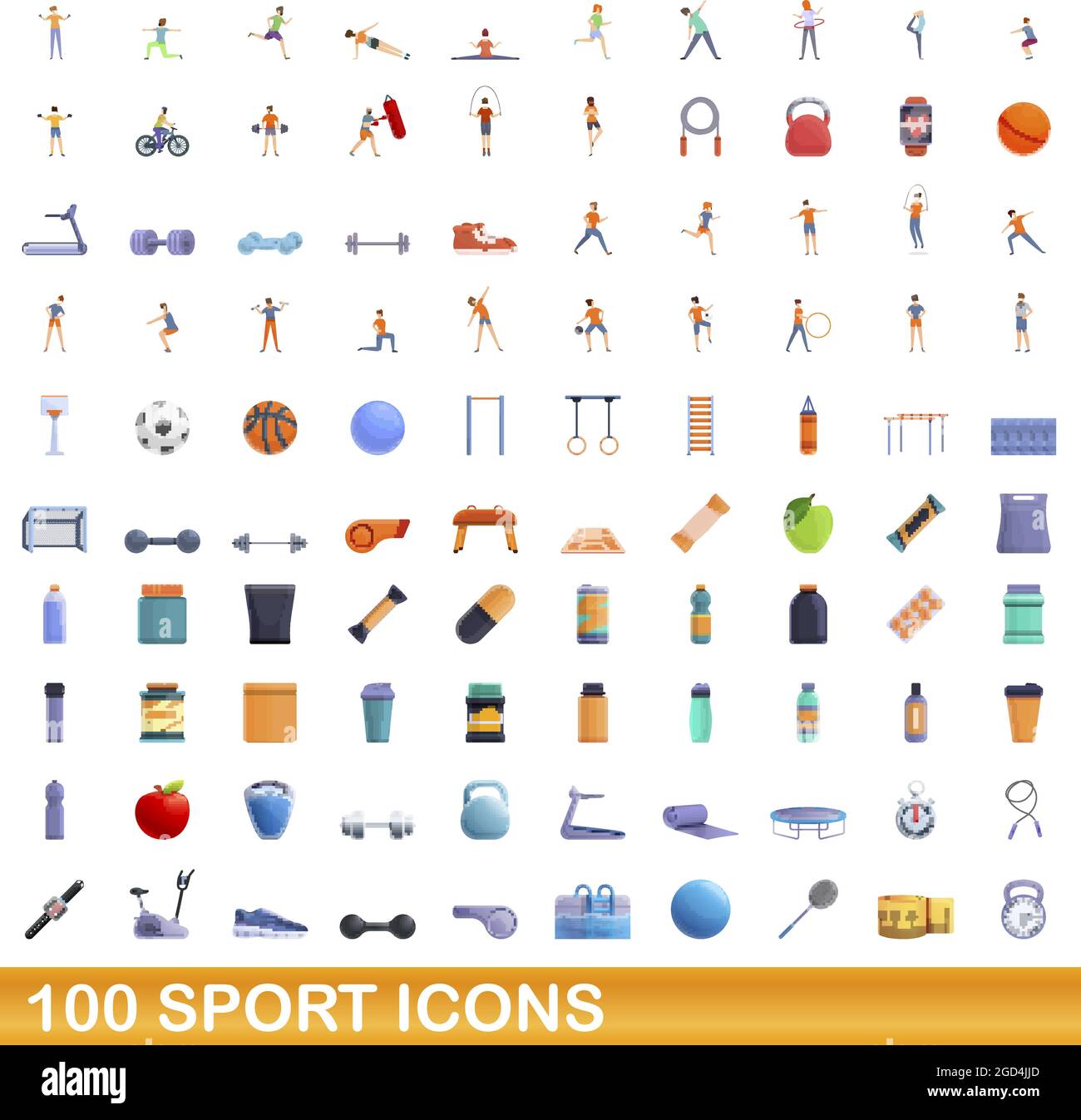 100 sport icons set. Cartoon illustration of 100 sport icons vector set ...