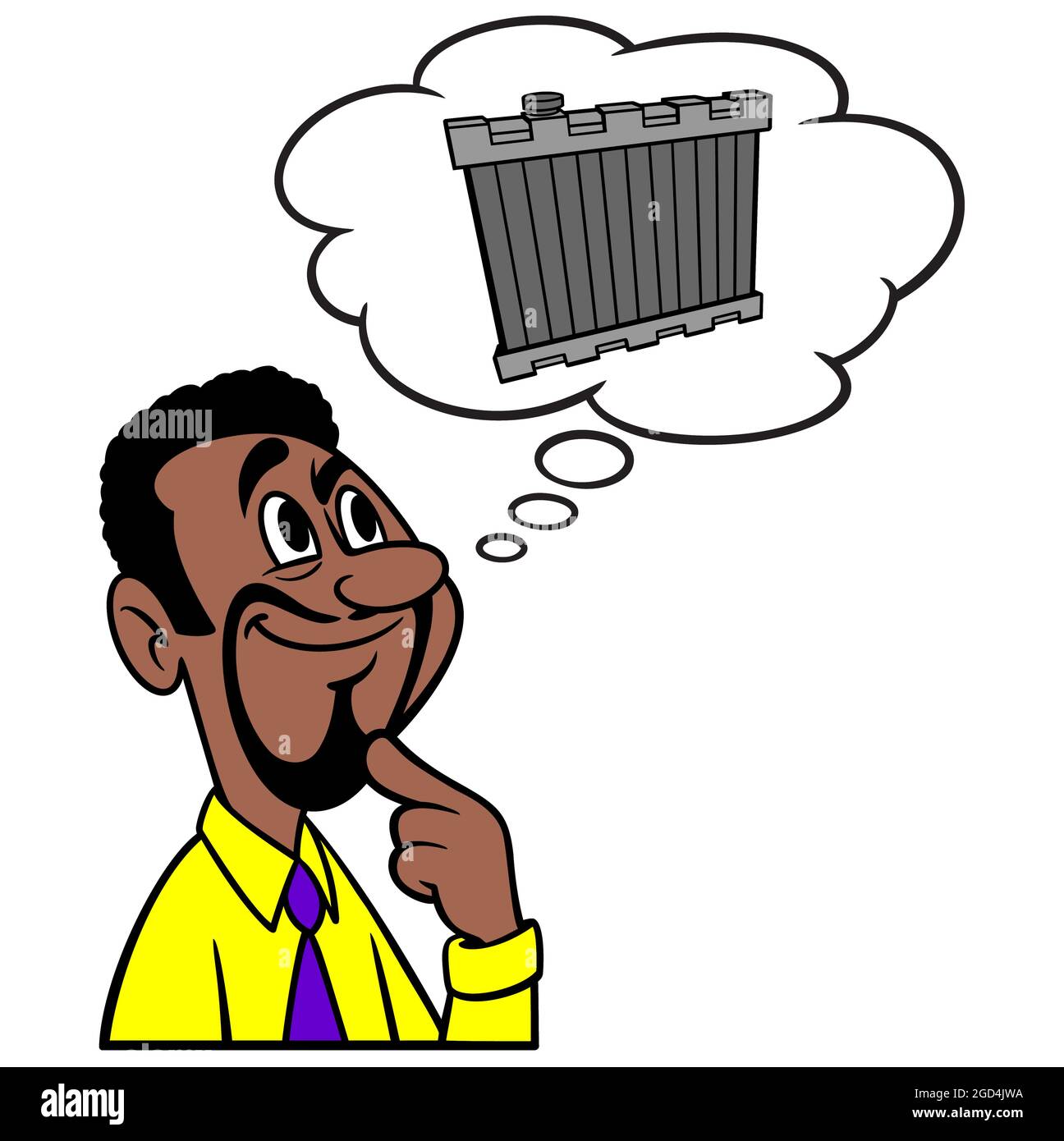 Man thinking about Radiator - A cartoon illustration of a man thinking ...