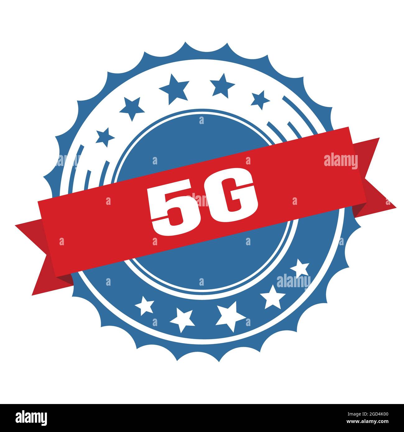 5G text on red blue ribbon badge stamp Stock Photo - Alamy
