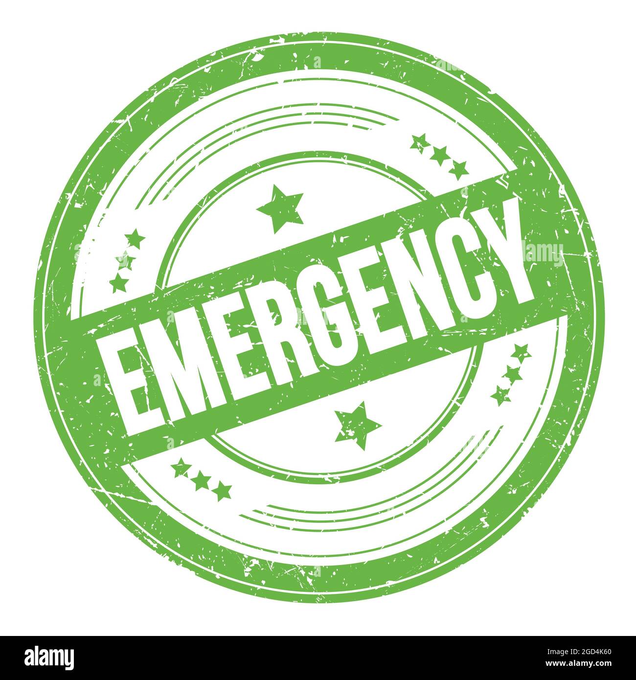 EMERGENCY text on green round grungy texture stamp Stock Photo - Alamy