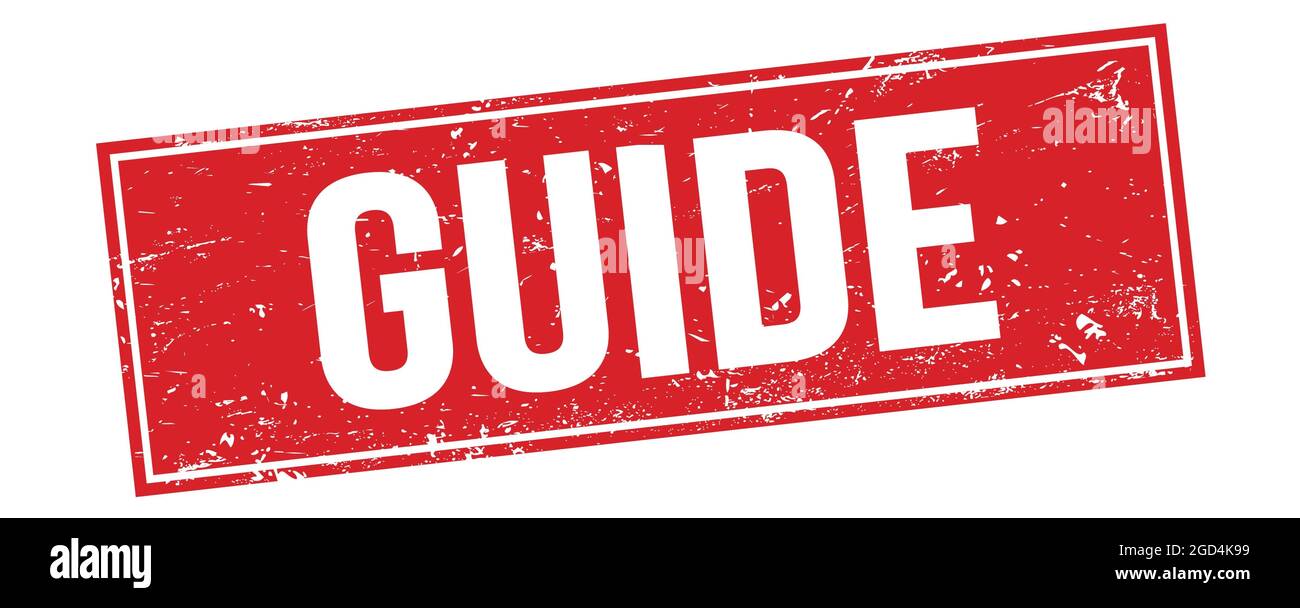 GUIDE text on red grungy rectangle stamp sign Stock Photo - Alamy