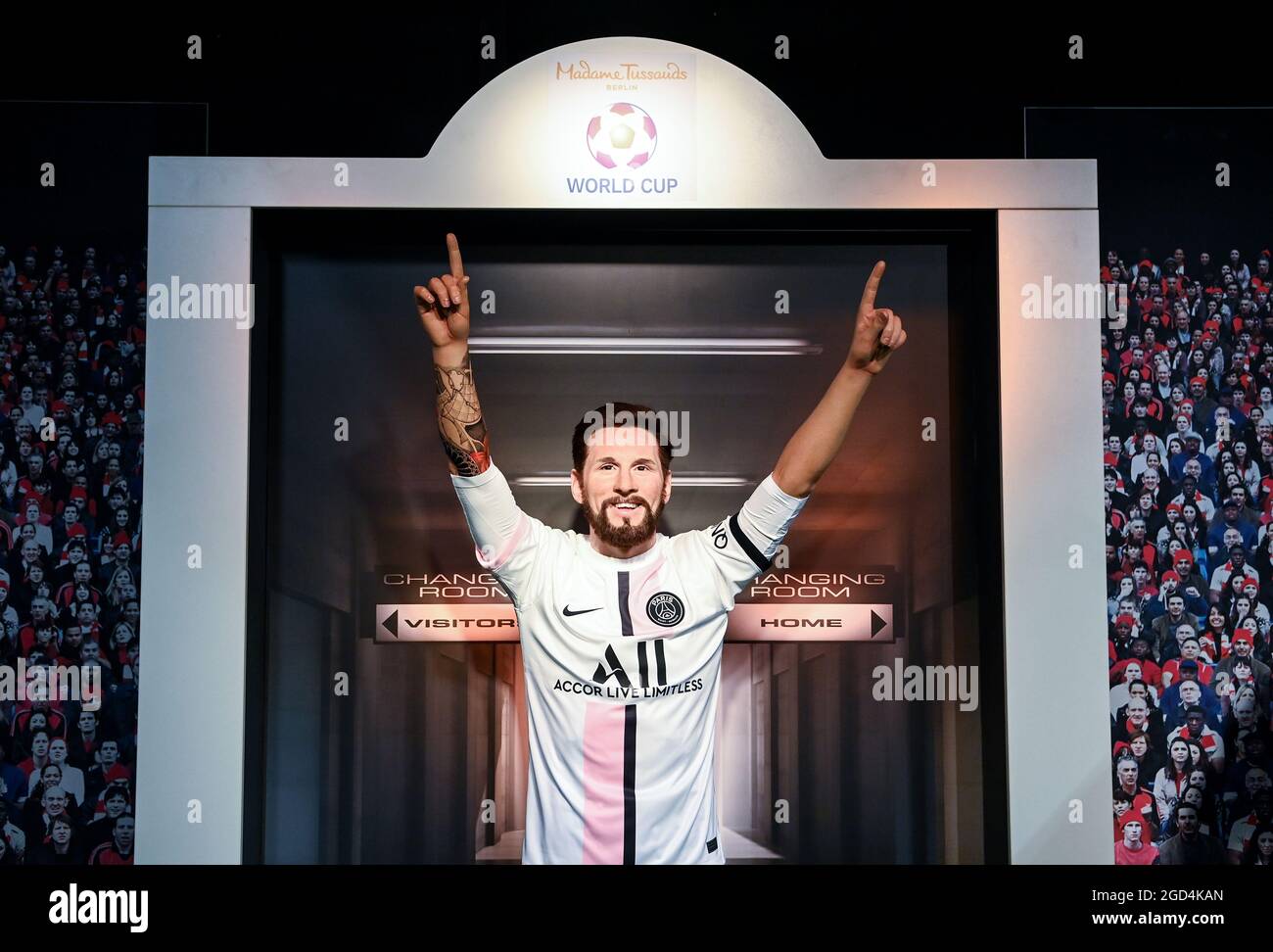 Berlin, Germany. 11th Aug, 2021. The wax figure of footballer Lionel ...