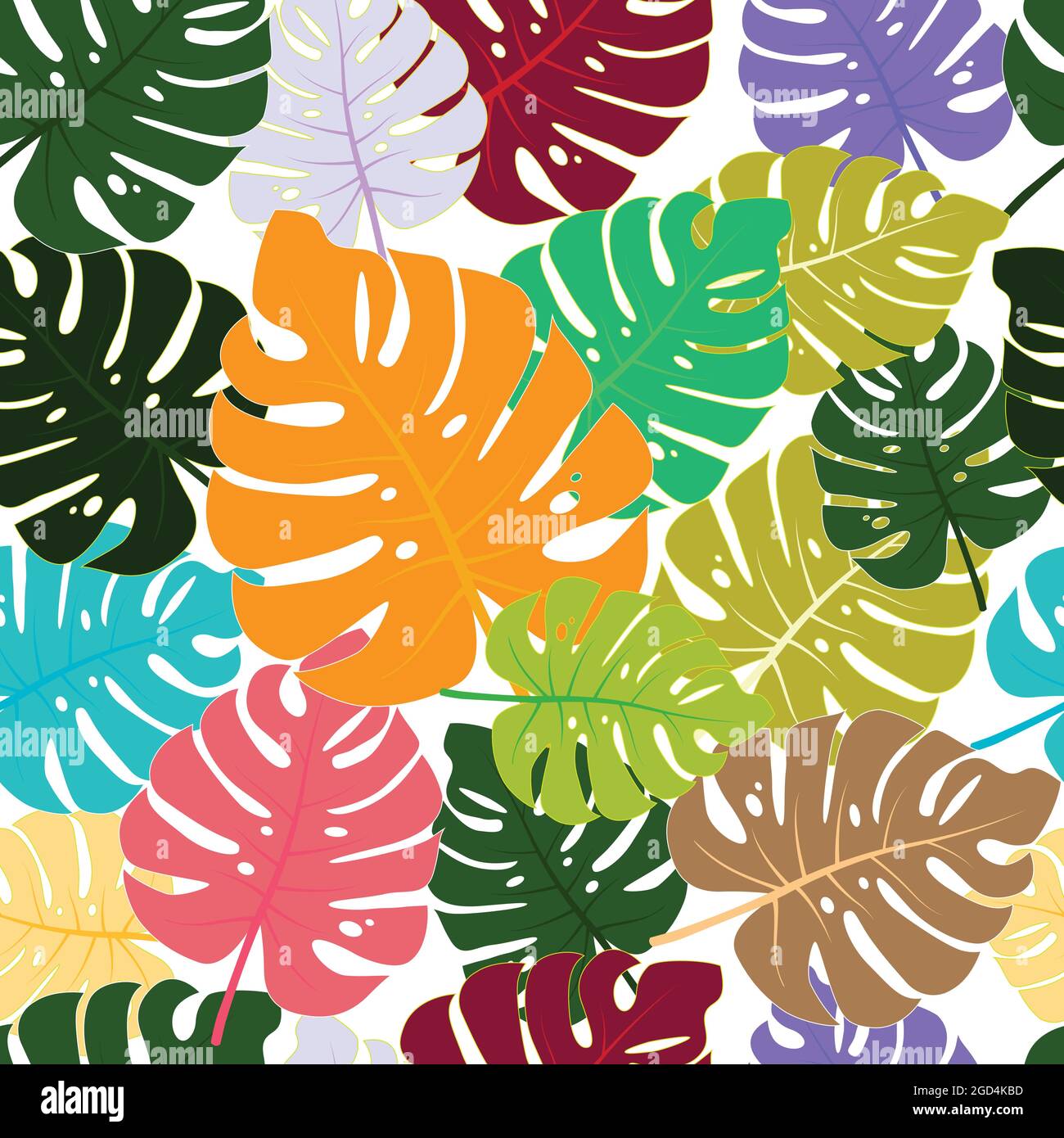 Botanical seamless pattern. Colorful Monstera leaves background. Vector ...