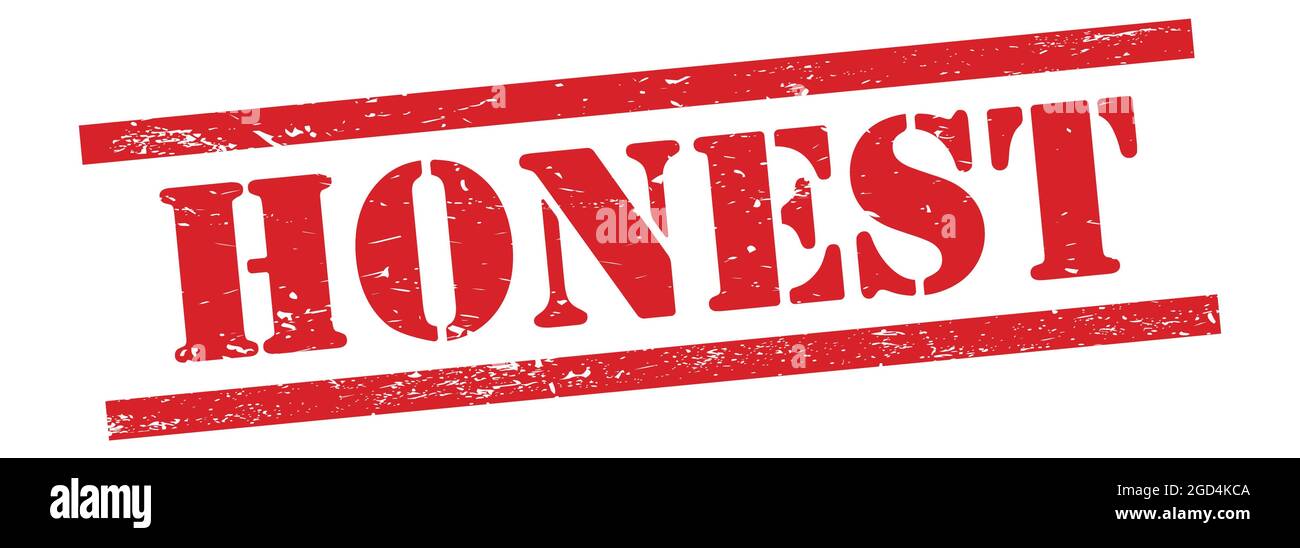 HONEST text on red grungy vintage rubber stamp Stock Photo - Alamy