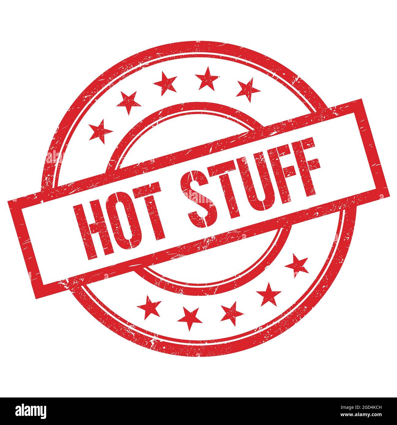 HOT STUFF text written on red round vintage rubber stamp Stock Photo - Alamy