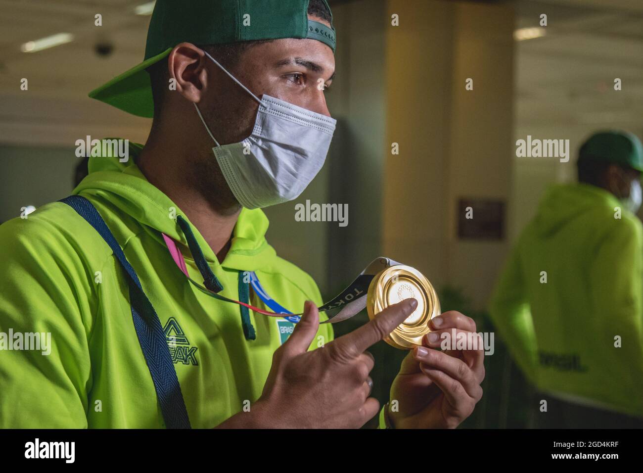Guarulhos, Brazil. 11th Aug, 2021. Boxer Hebert Conceição, gold medal ...