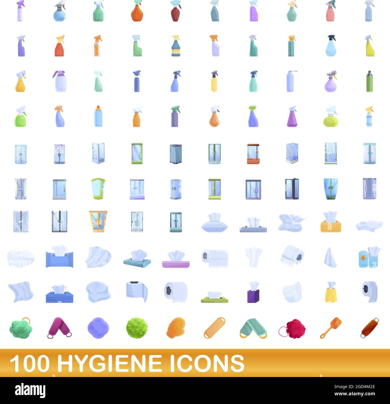 100 hygiene icons set. Cartoon illustration of 100 hygiene icons vector ...