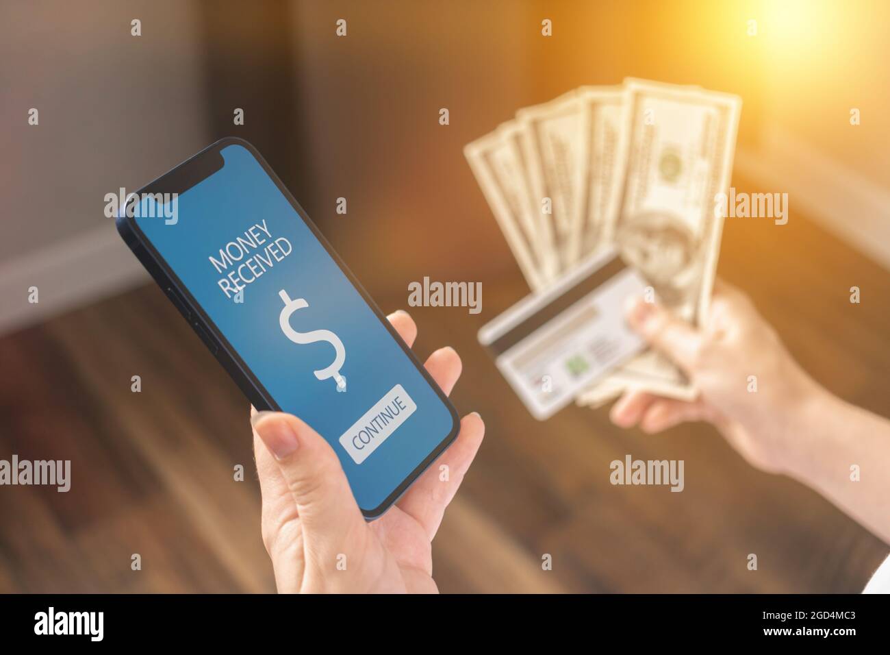 Mobile payment received illustration background, money and mobile phone ...