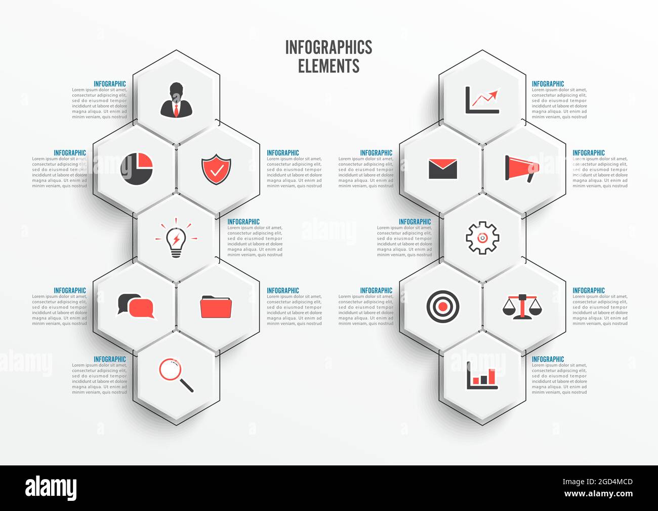 Vector infographic template with 3D paper label, integrated circles ...