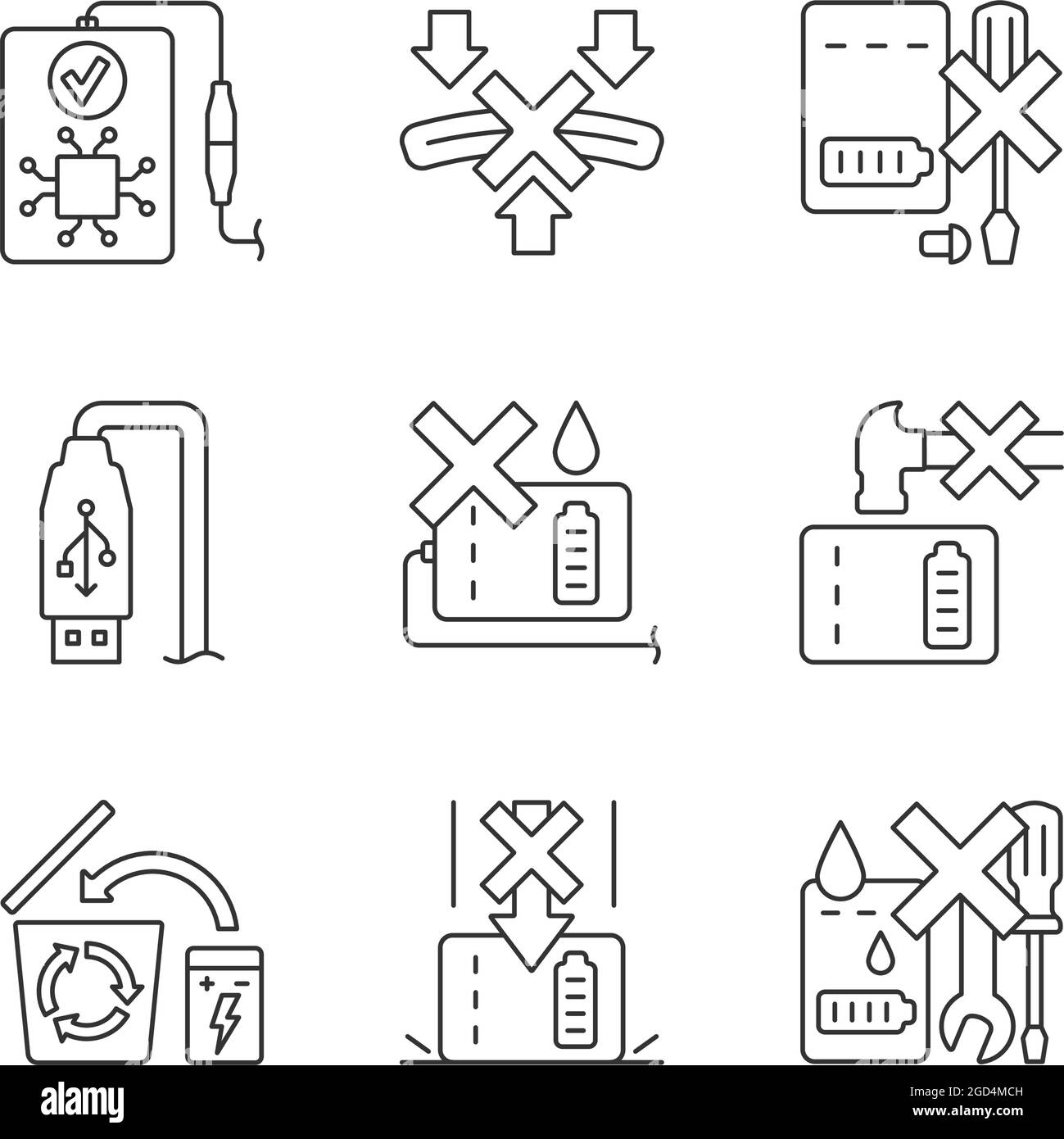 Power bank instruction linear manual label icons set Stock Vector Image ...