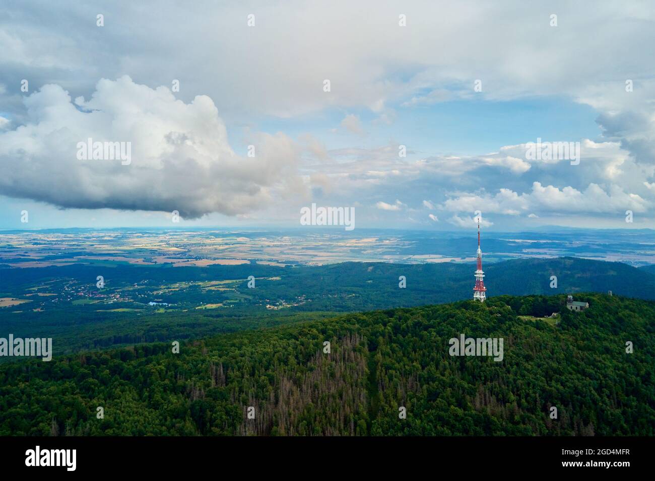 Aerial view of beautiful landscape in Mountains with forest. Sleza ...