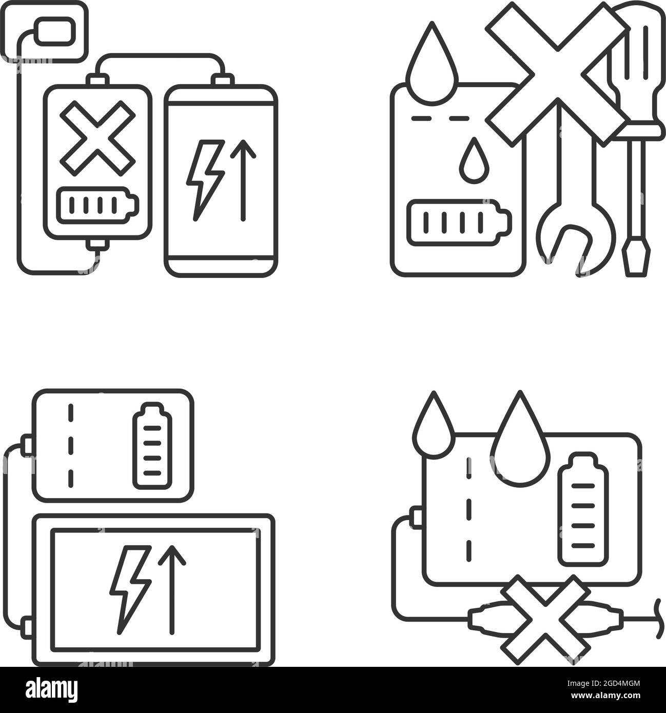 Powerbank use linear manual label icons set Stock Vector Image & Art ...