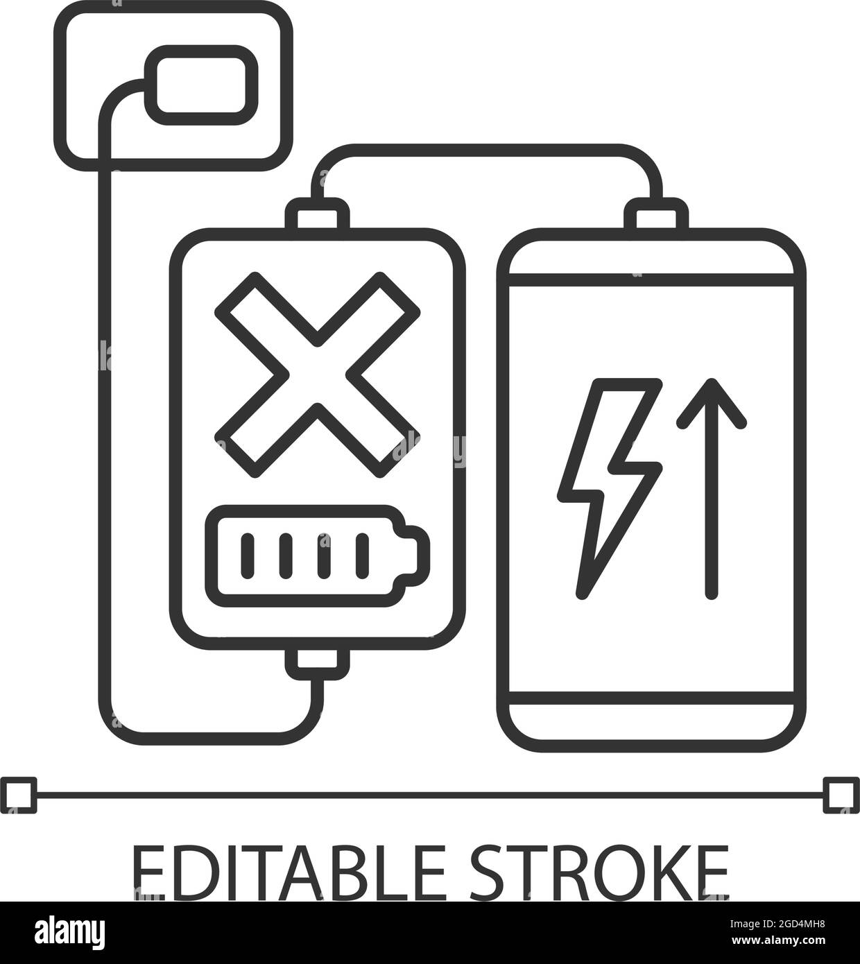 Charging, discharging powerbank linear manual label icon Stock Vector ...
