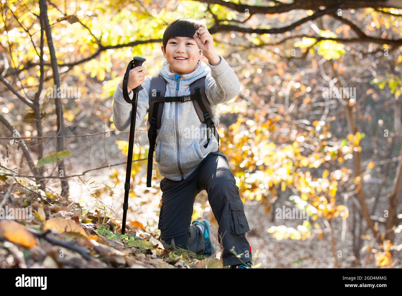 Excited boy exploring nature Stock Photo - Alamy