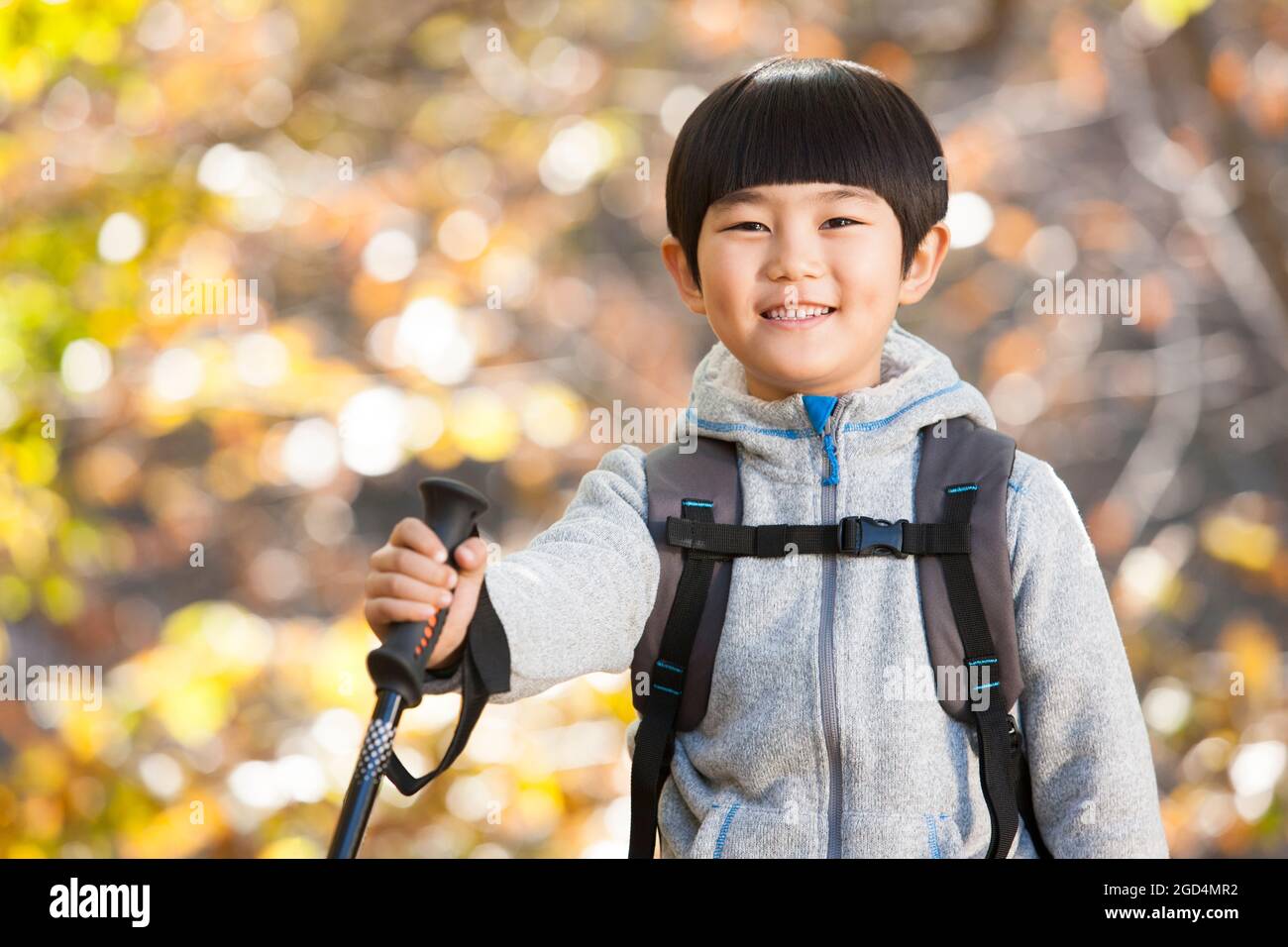 Happy boy hiking Stock Photo - Alamy