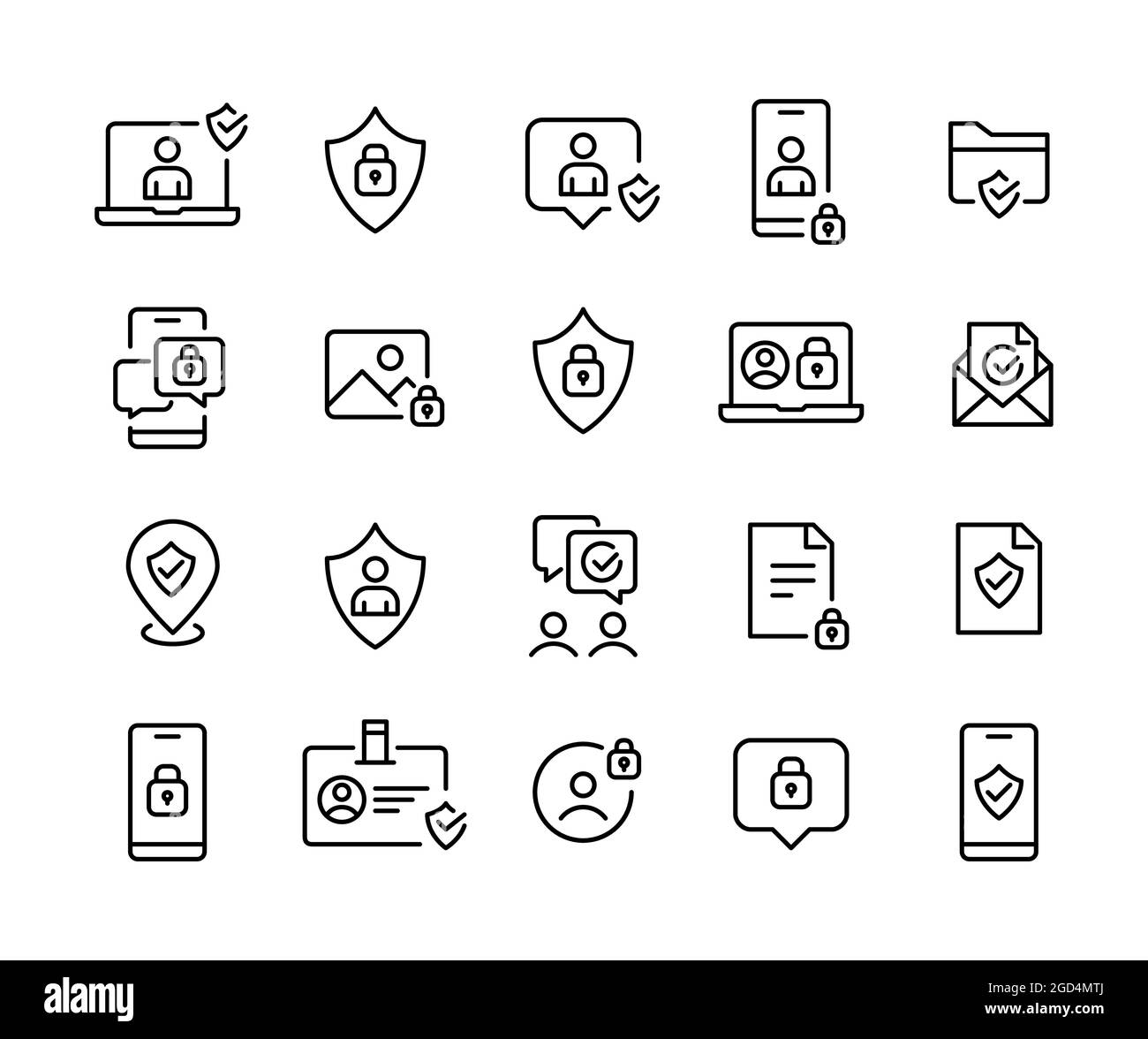 Internet and computer security icons. Shield with tick sign. Pixel ...