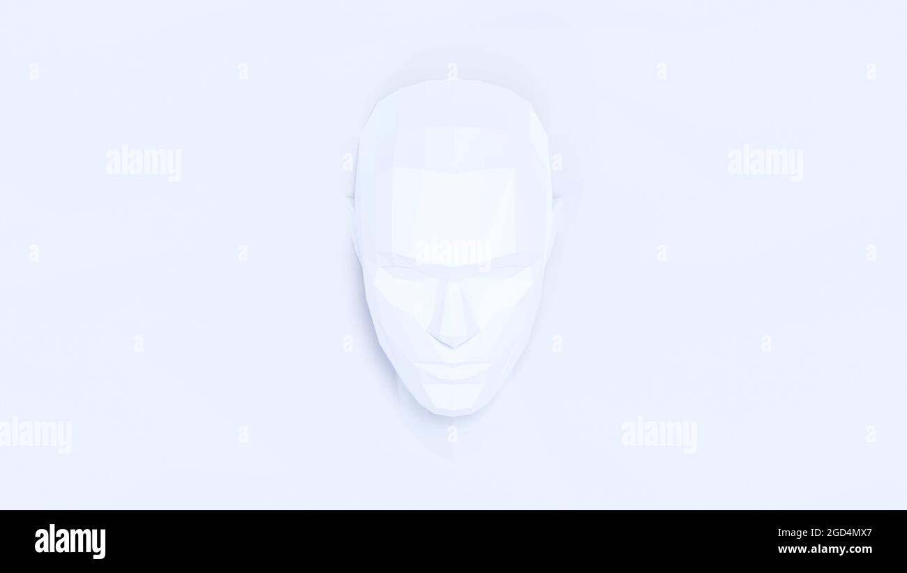 Low poly man face in white background. 3d rendering illustration ...