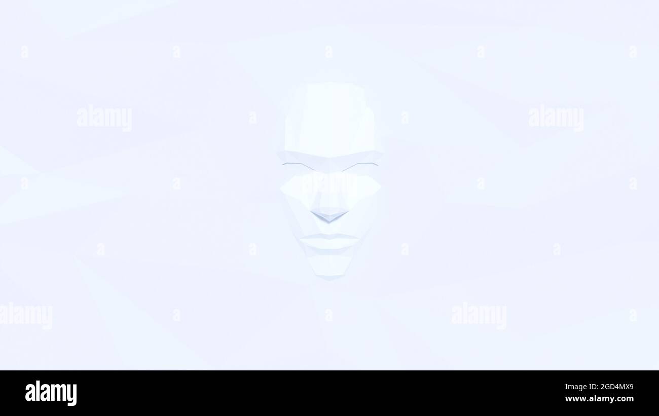 Low poly man face in white background. 3d rendering illustration ...
