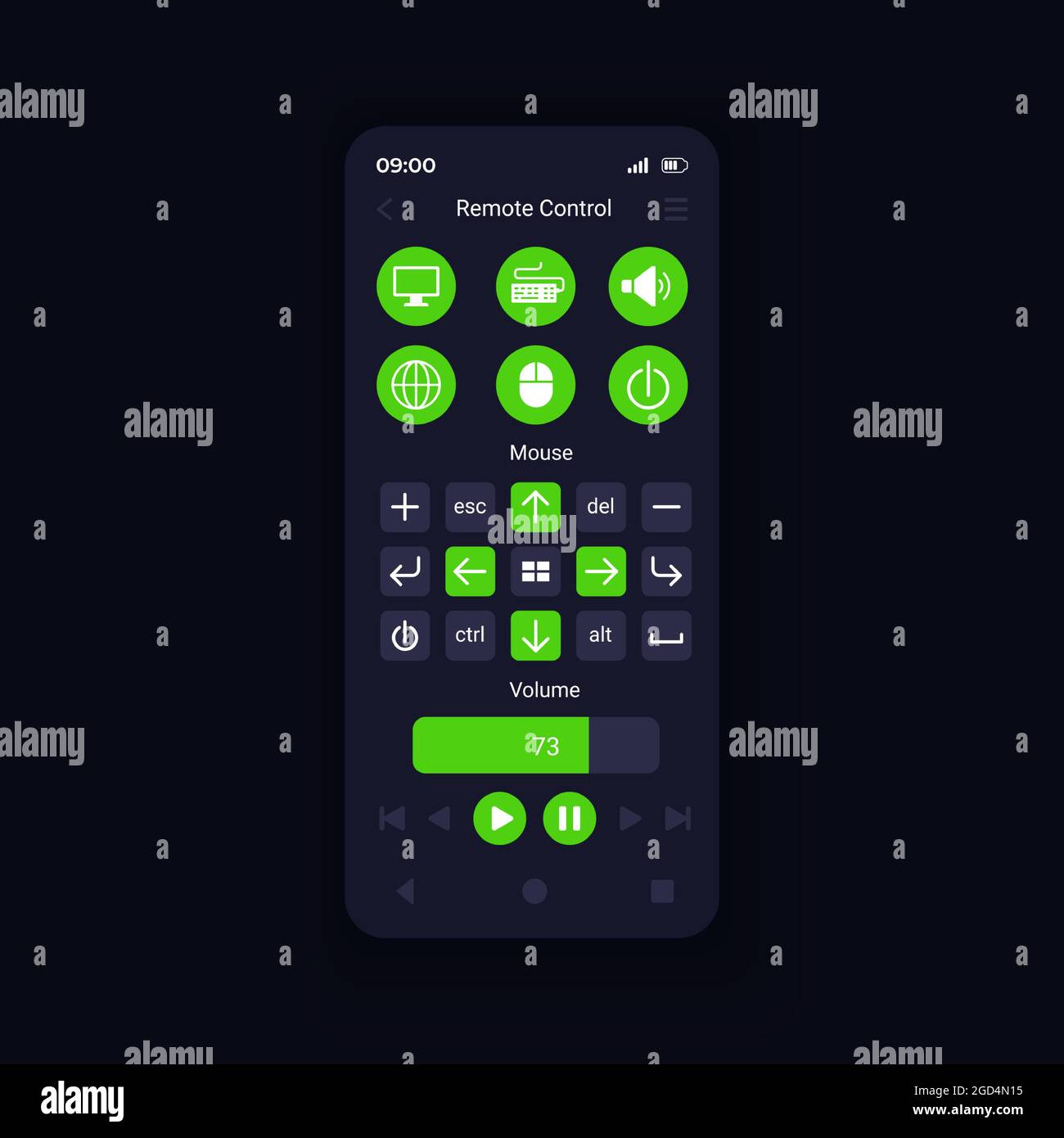 Device virtual control from smartphone interface vector template Stock ...