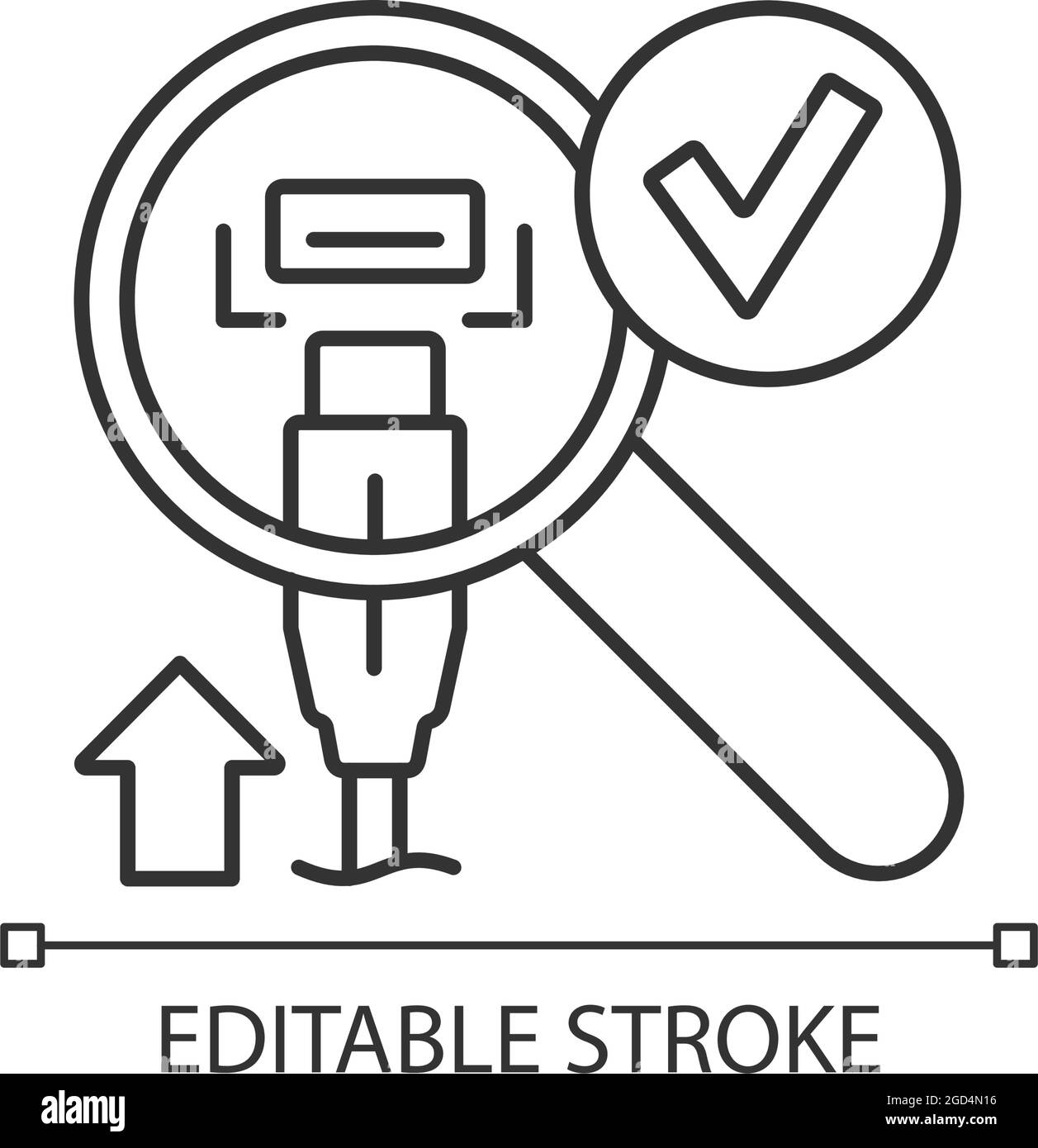 Check if connector and port match linear manual label icon Stock Vector ...