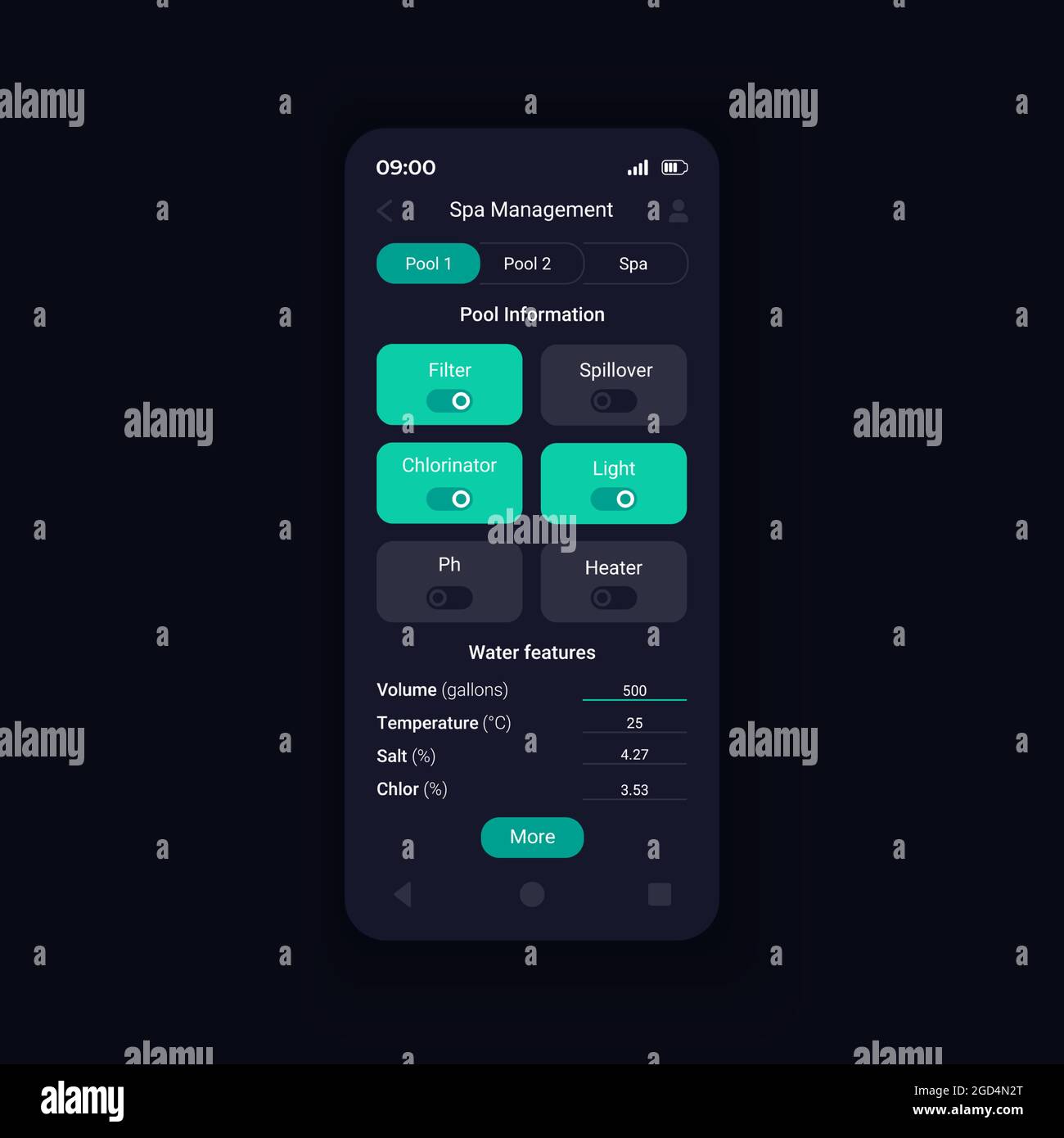 Pool, spa and backyard management smartphone interface vector template Stock Vector Image & Art ...