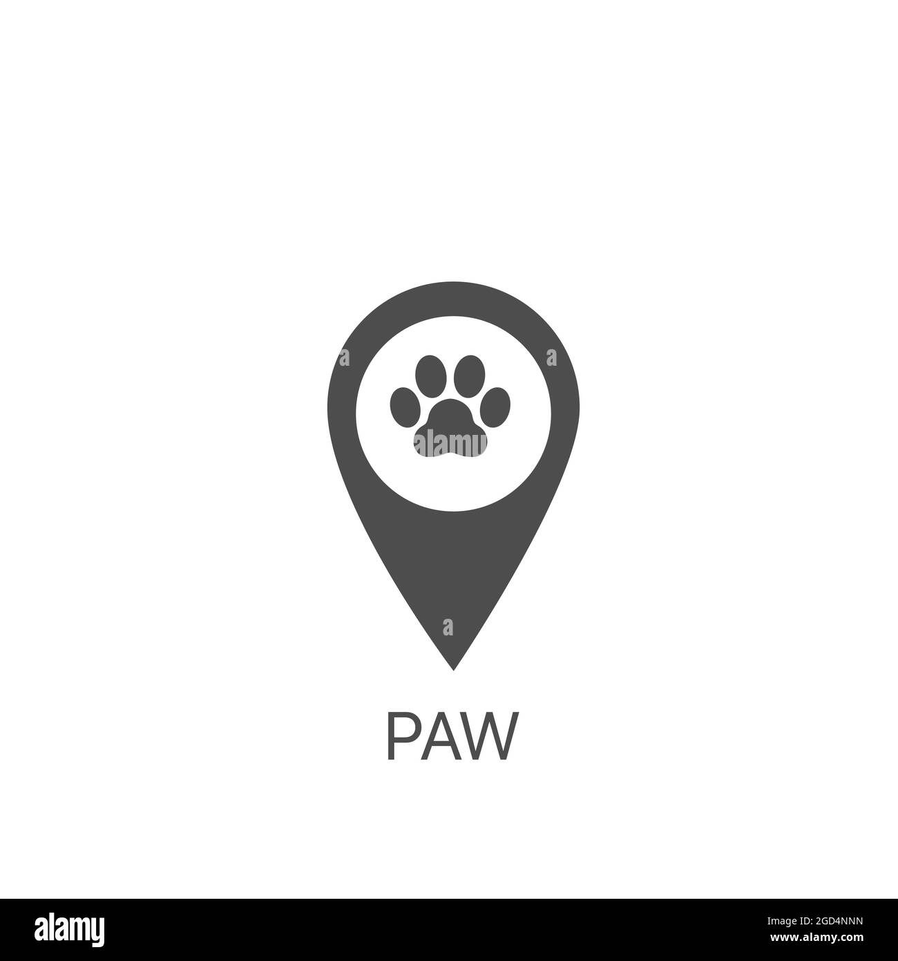 Paw vector icon. Pets here pinpoint icon. Pet shop map point sign Stock ...