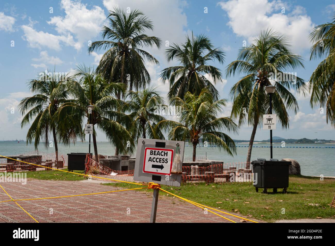 10.08.2021, Singapore, Republic of Singapore, Asia - Blocked off area ...