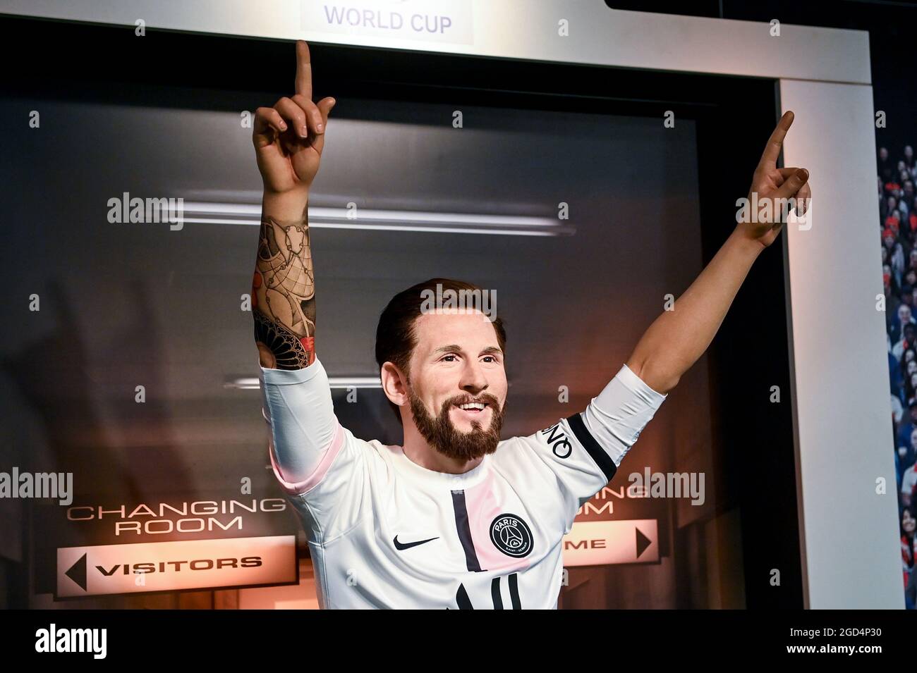 Berlin, Germany. 11th Aug, 2021. The wax figure of footballer Lionel ...