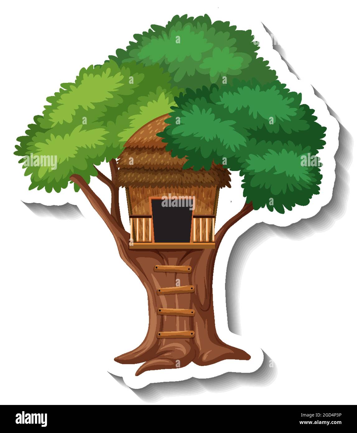 Isolated tree house with wooden ladder illustration Stock Vector Image ...