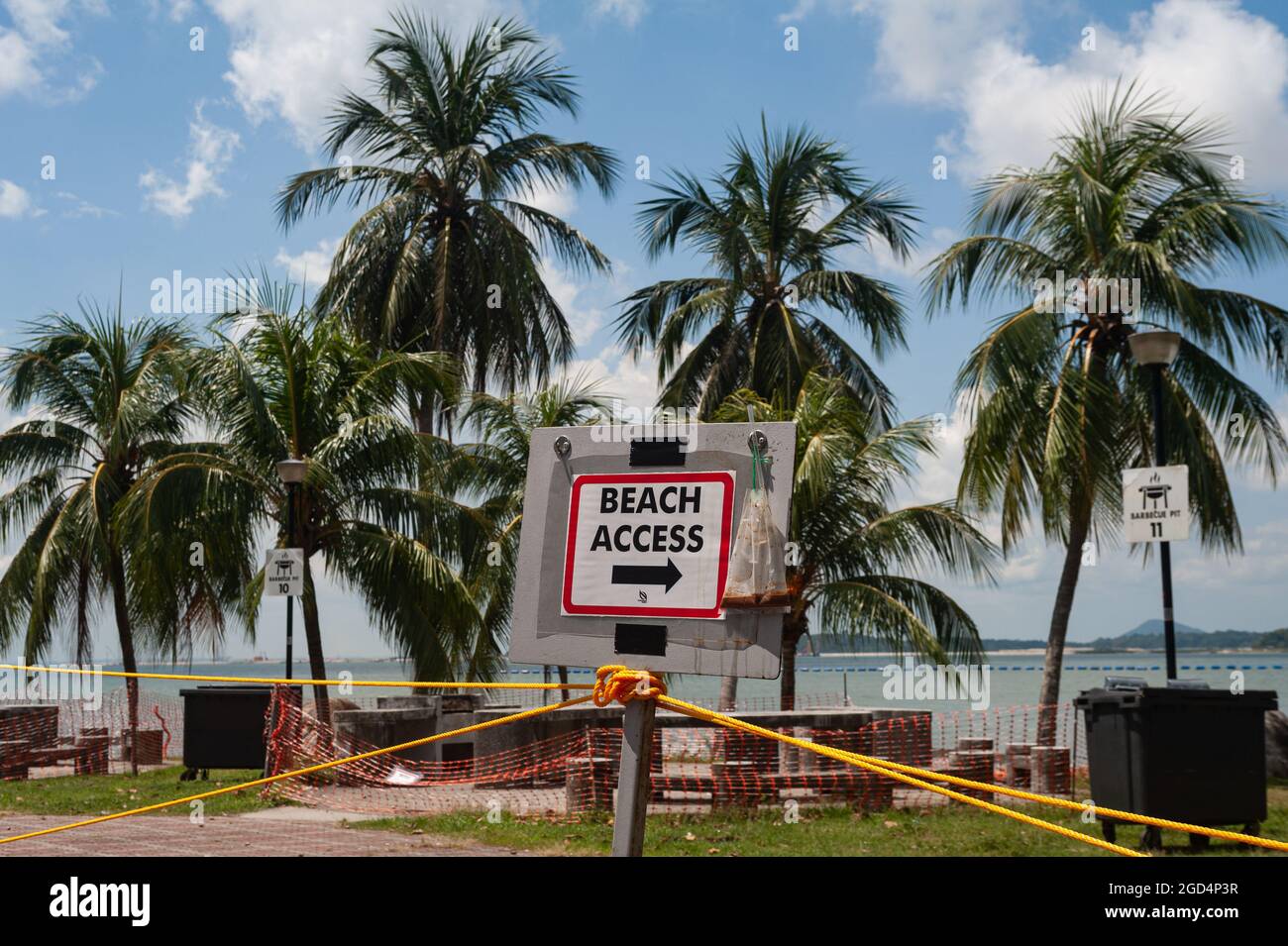 10.08.2021, Singapore, Republic of Singapore, Asia - Blocked off area ...