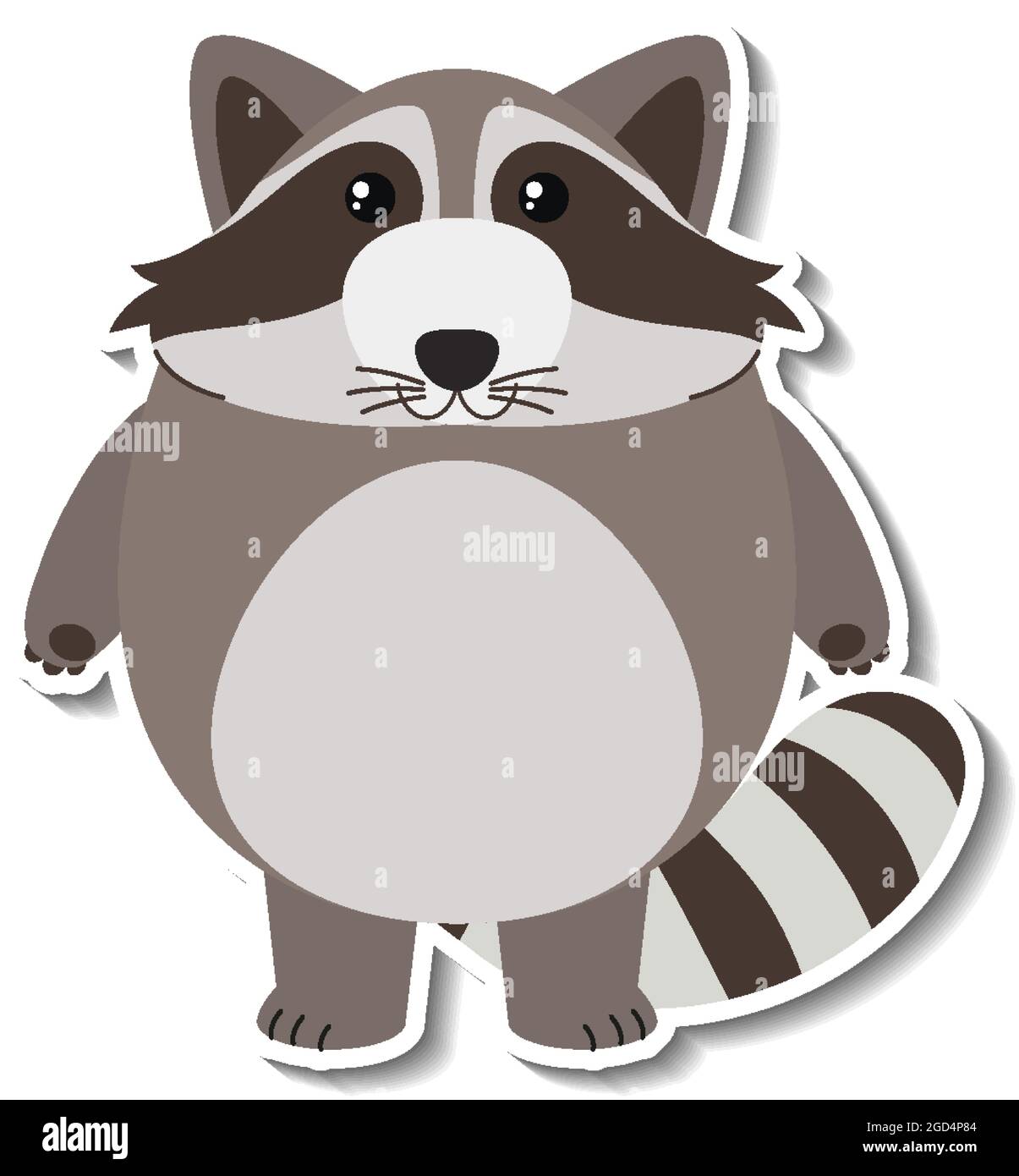 A cute raccoon cartoon animal sticker illustration Stock Vector Image ...