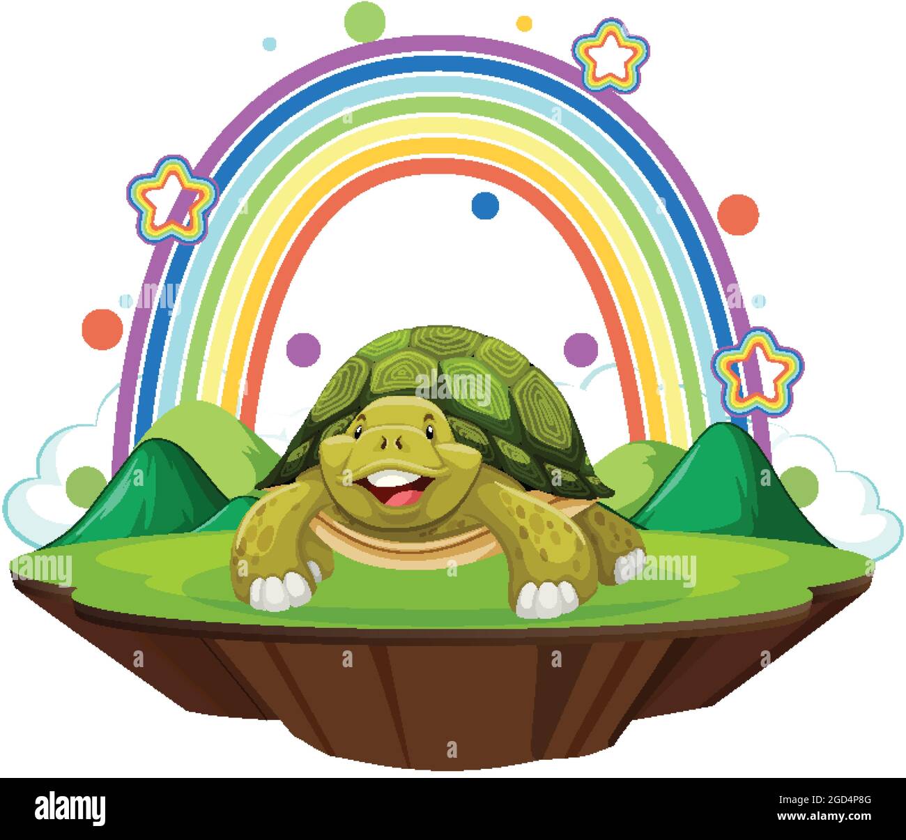 A turtle standing with rainbow on white background illustration Stock ...