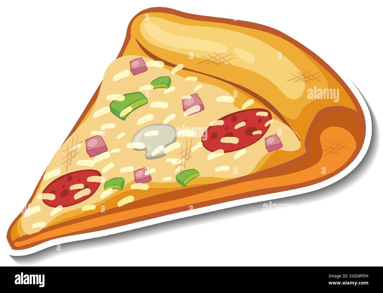 A piece of Italian pizza sticker on white background illustration Stock ...