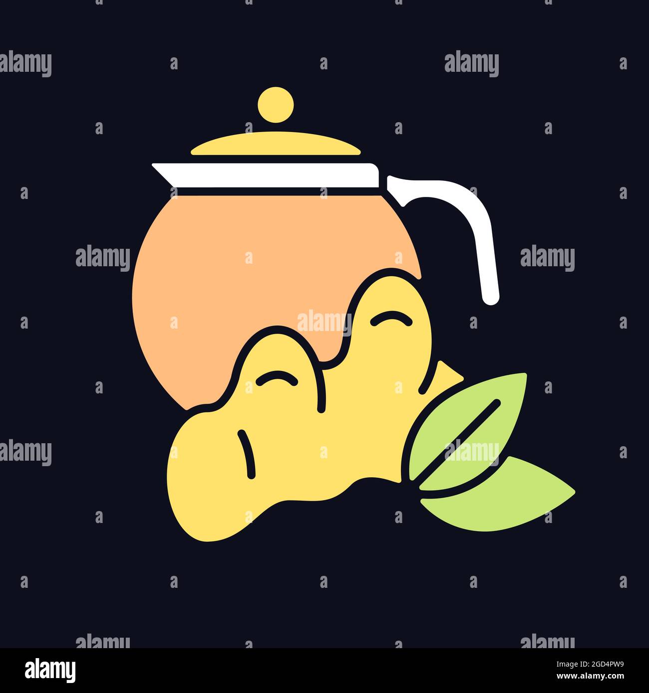 Ginger tea RGB color icon for dark theme Stock Vector Image & Art - Alamy