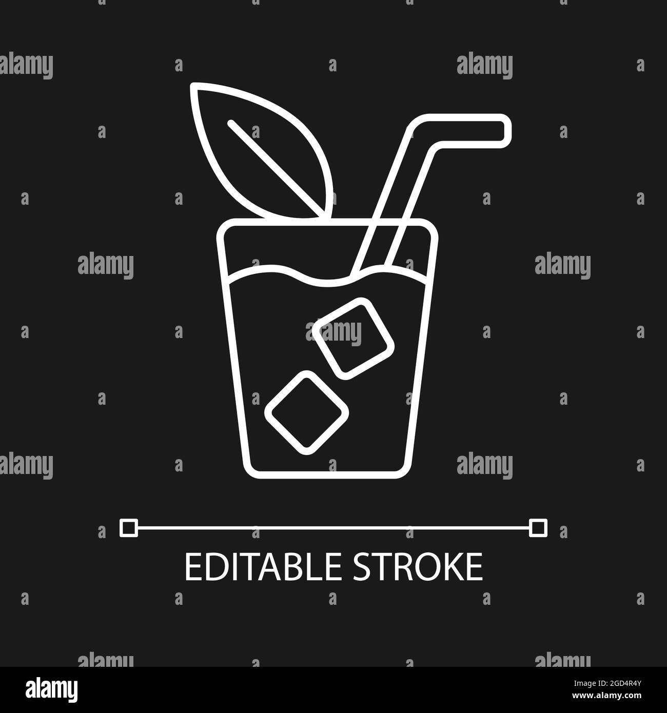 Iced tea white linear icon for dark theme Stock Vector Image & Art - Alamy