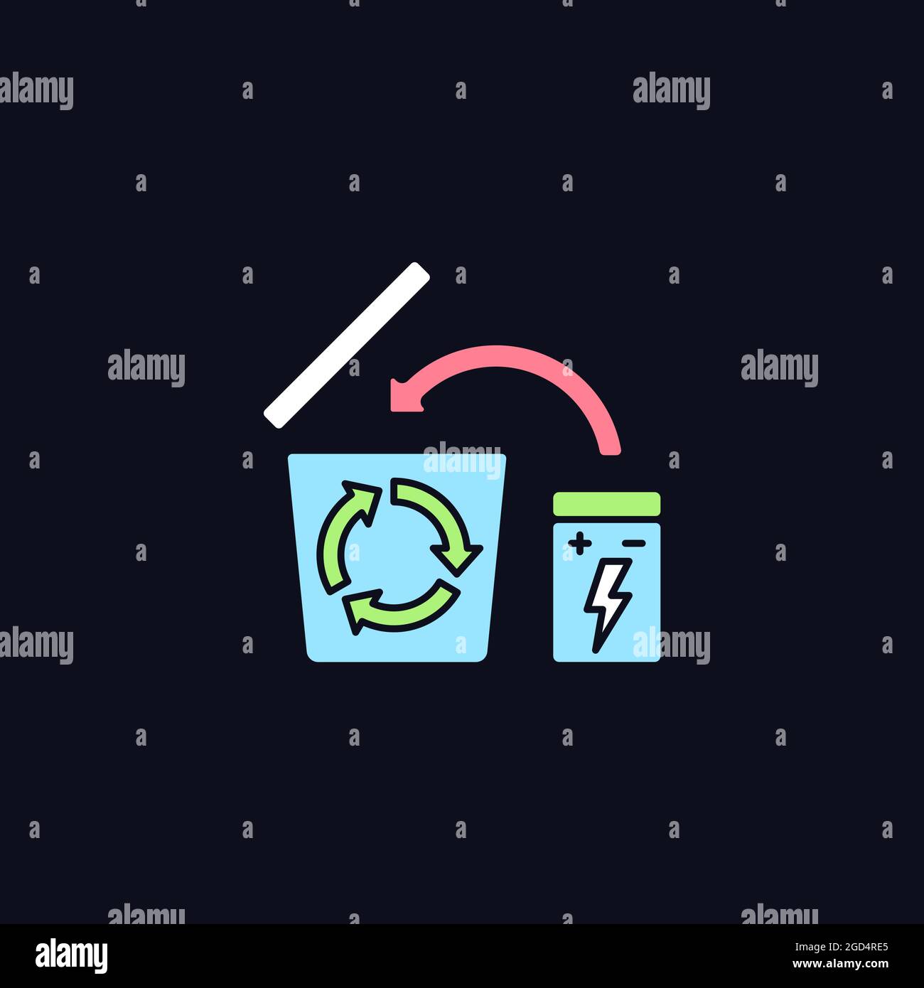 Battery recycling RGB color manual label icon for dark theme Stock ...