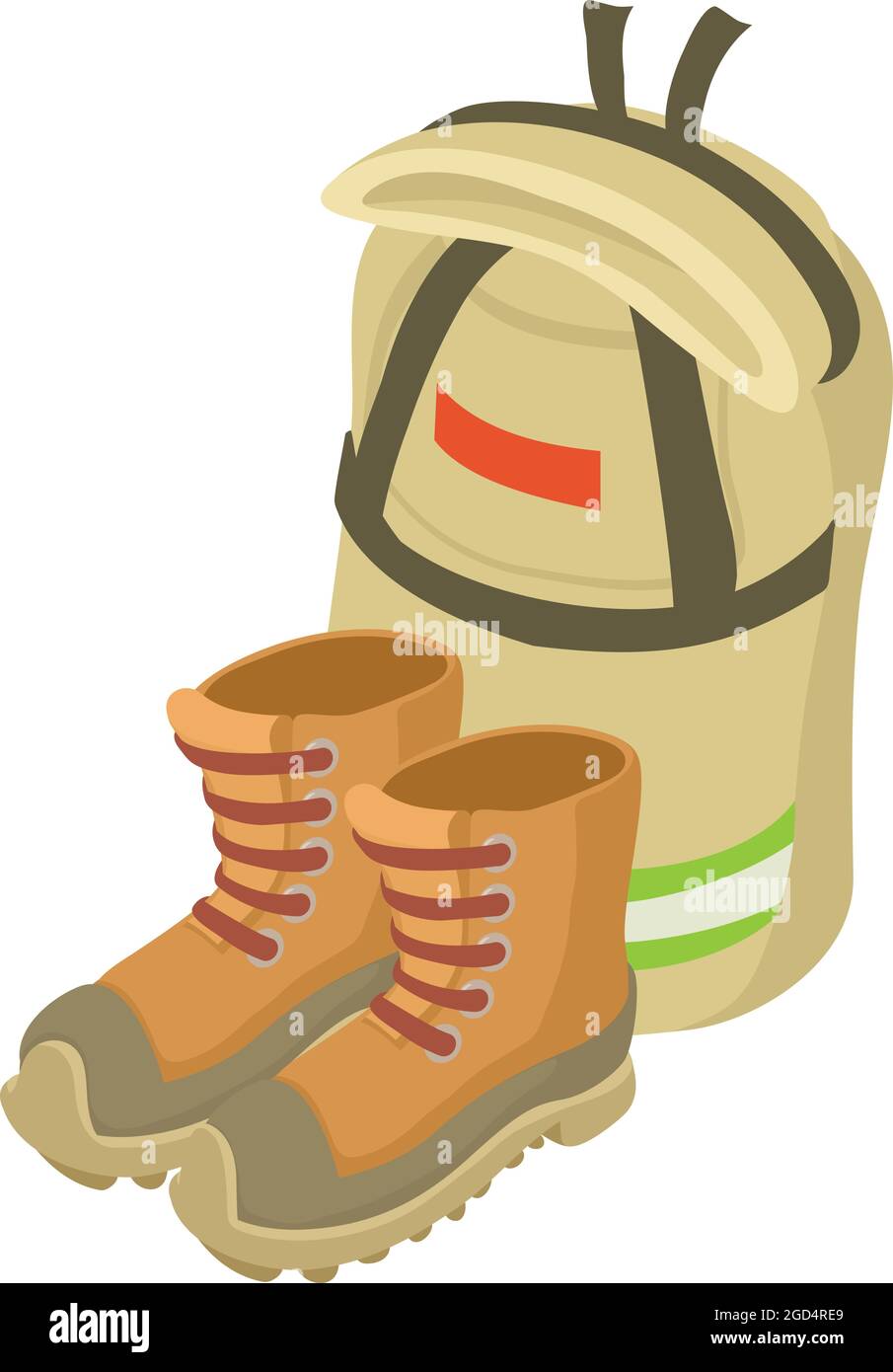 Hiking equipment icon isometric vector. Trekking shoe and touristic ...