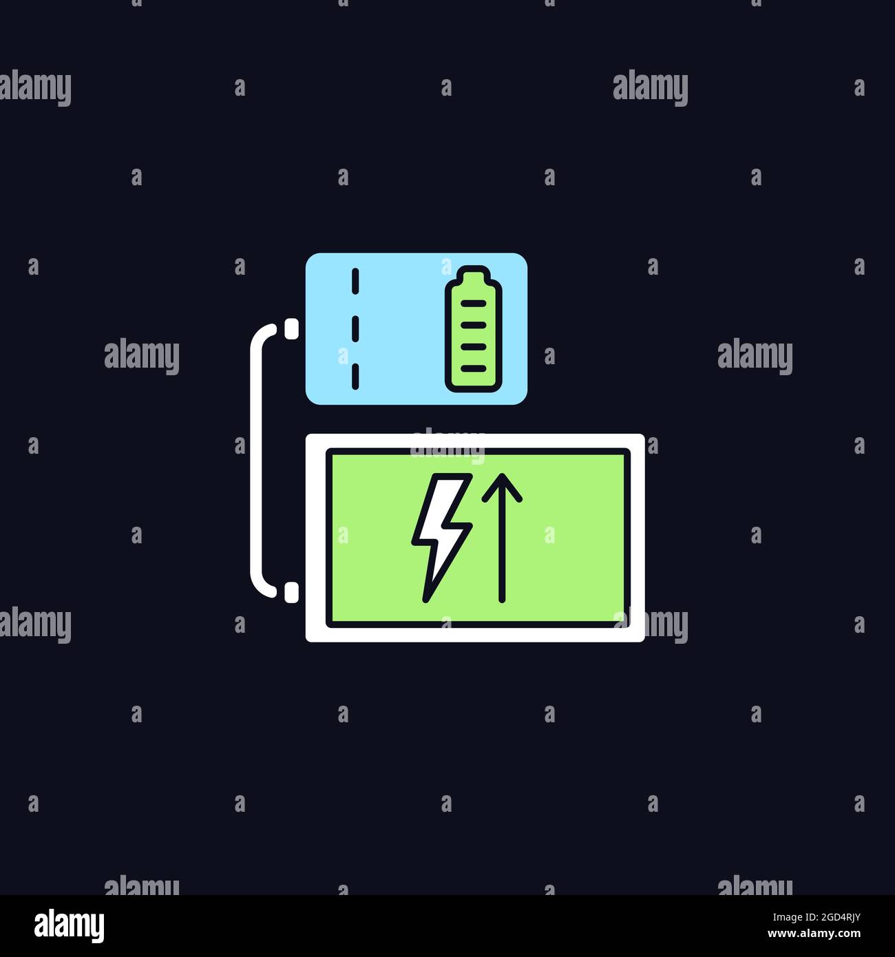 Powerbank for tablet RGB color manual label icon for dark theme Stock ...