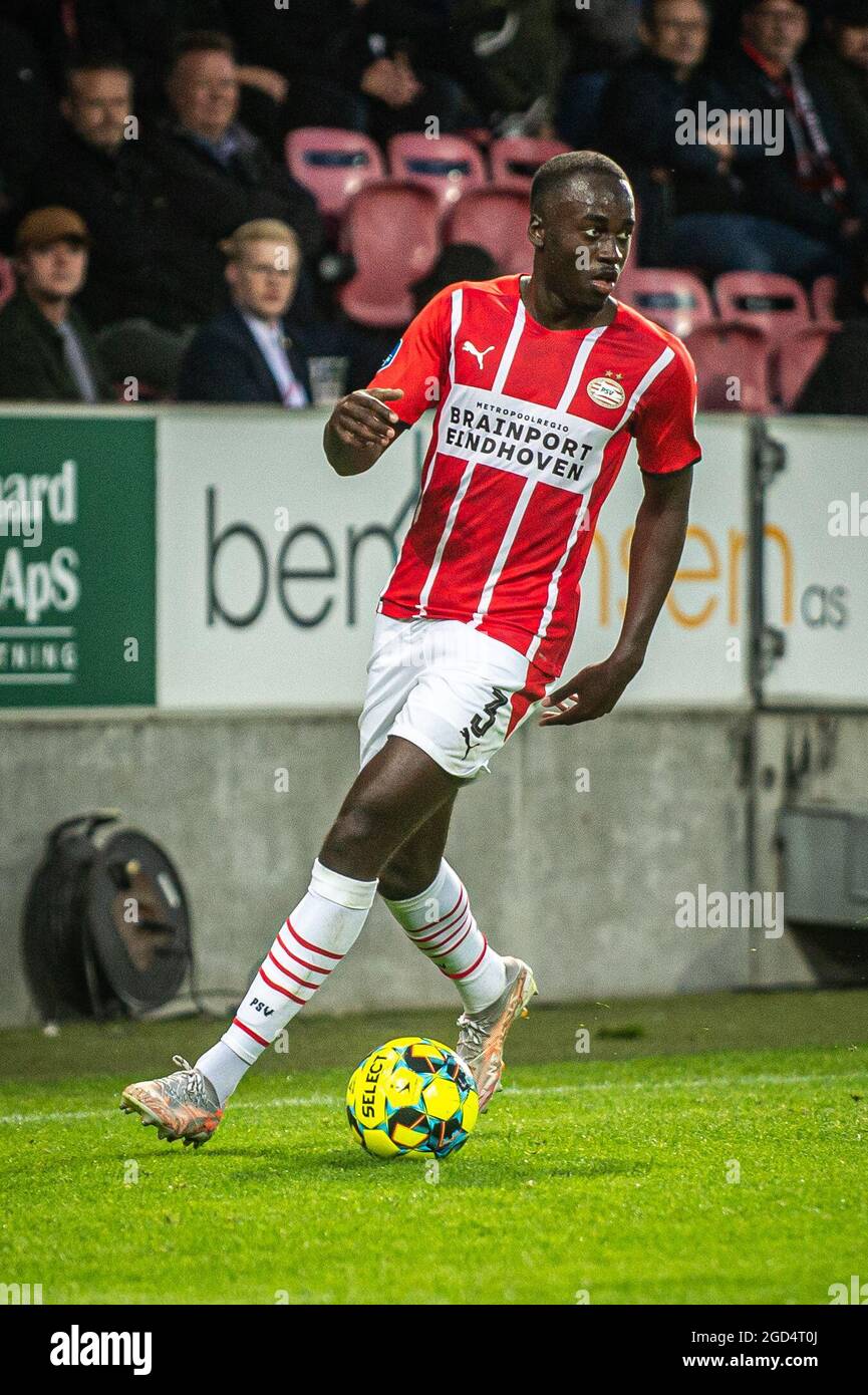 Herning, Denmark. 10th Aug, 2021. Jordan Teze (3) of PSV Eindhoven seen ...