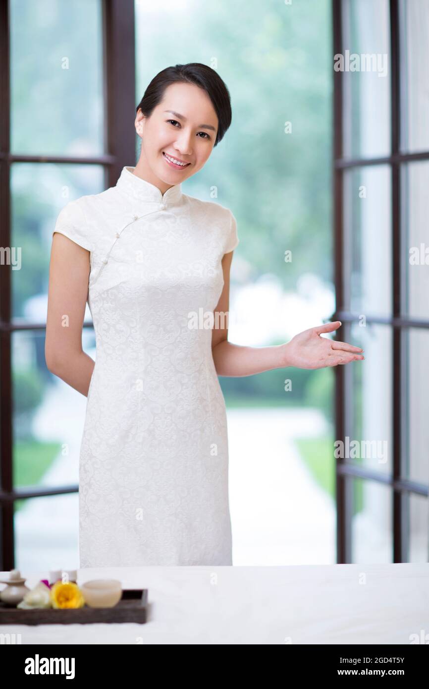 Service staff at spa center Stock Photo - Alamy