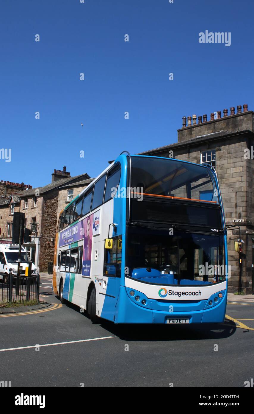 Stagecoach double-decker bus, in Stagecoach Azure Blue livery, leaving ...