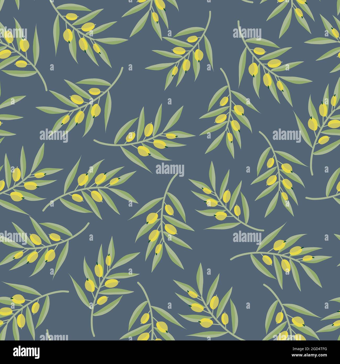 Green olive tree branches seamless vector pattern. Olive tree leaves ...