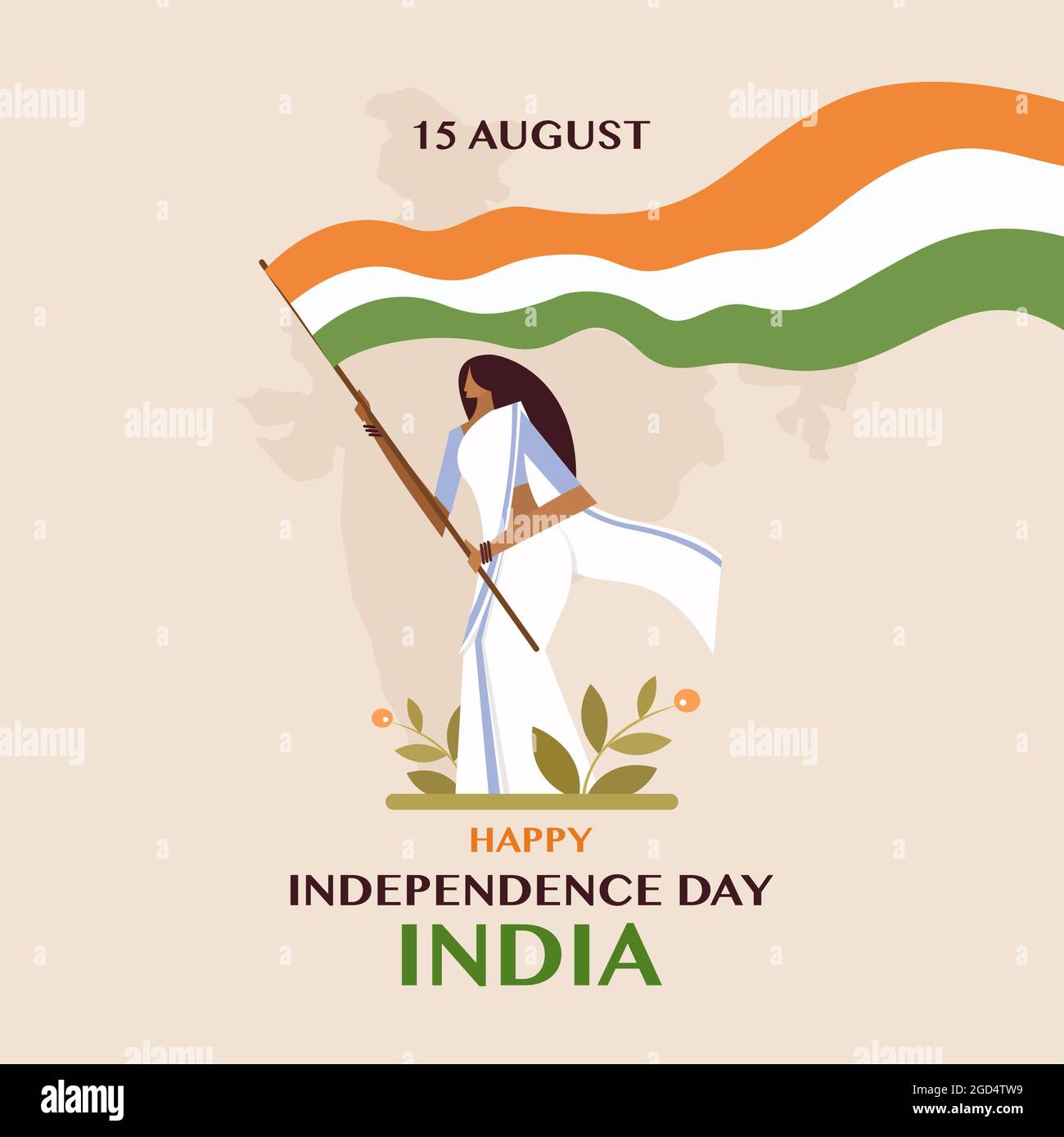 A woman holding the Indian tricolour flag.Indian Independence Day ...