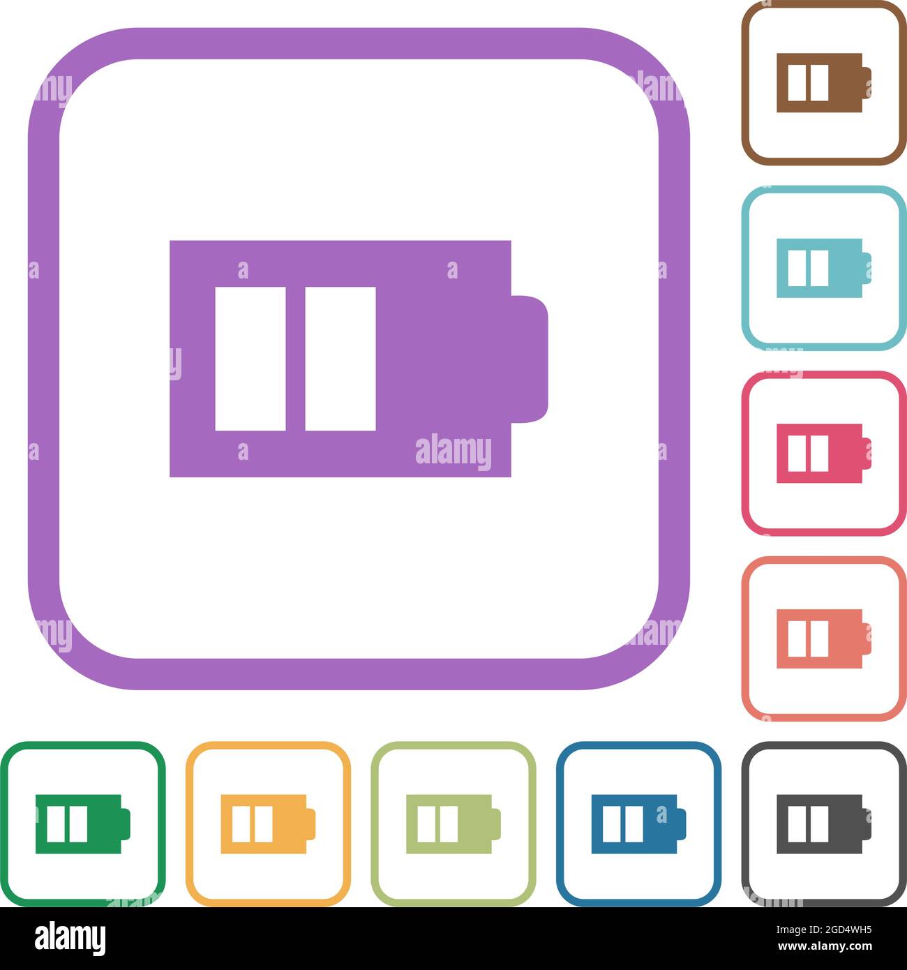 Half battery with two load units alternate simple icons in color ...