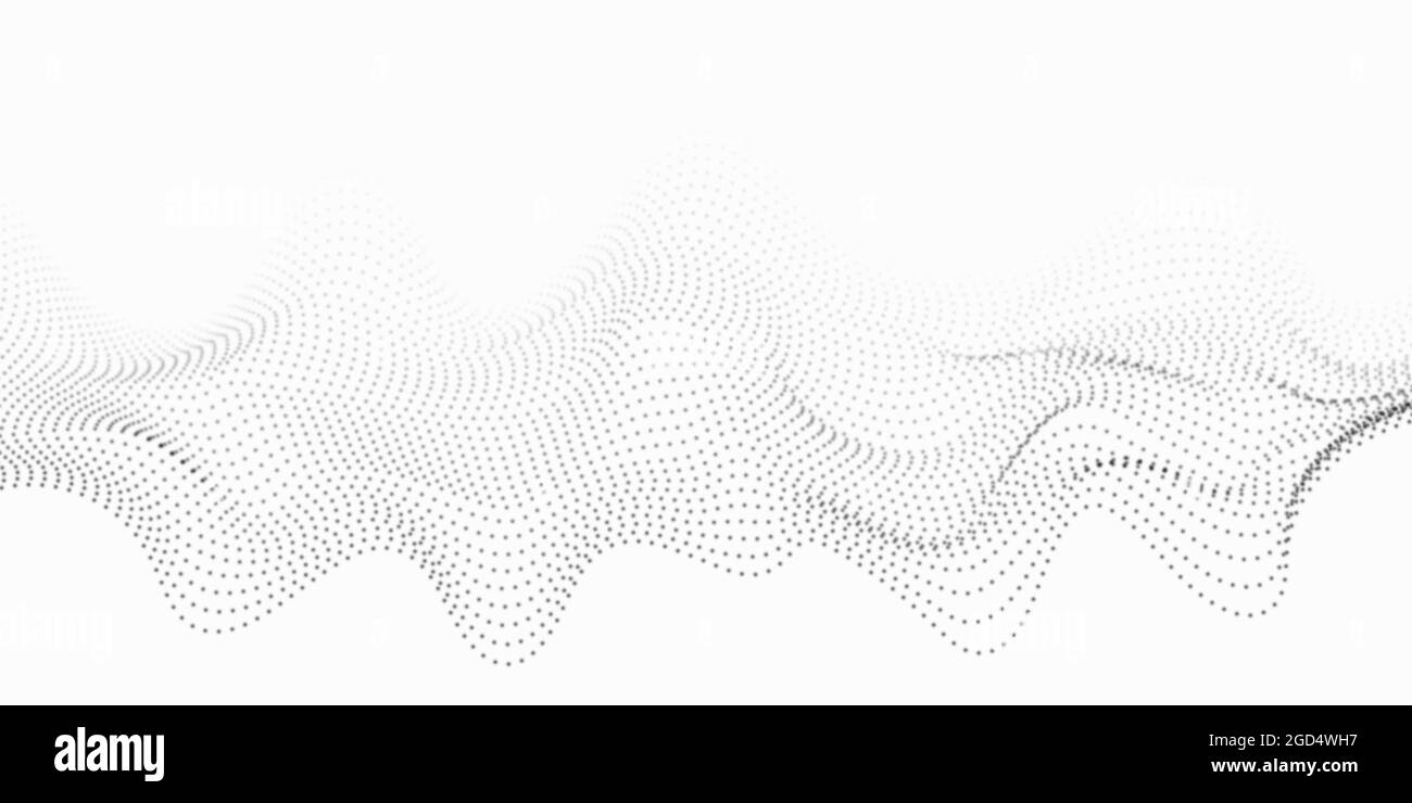 Wave design element. Abstract wave with moving dots. Particle stream ...