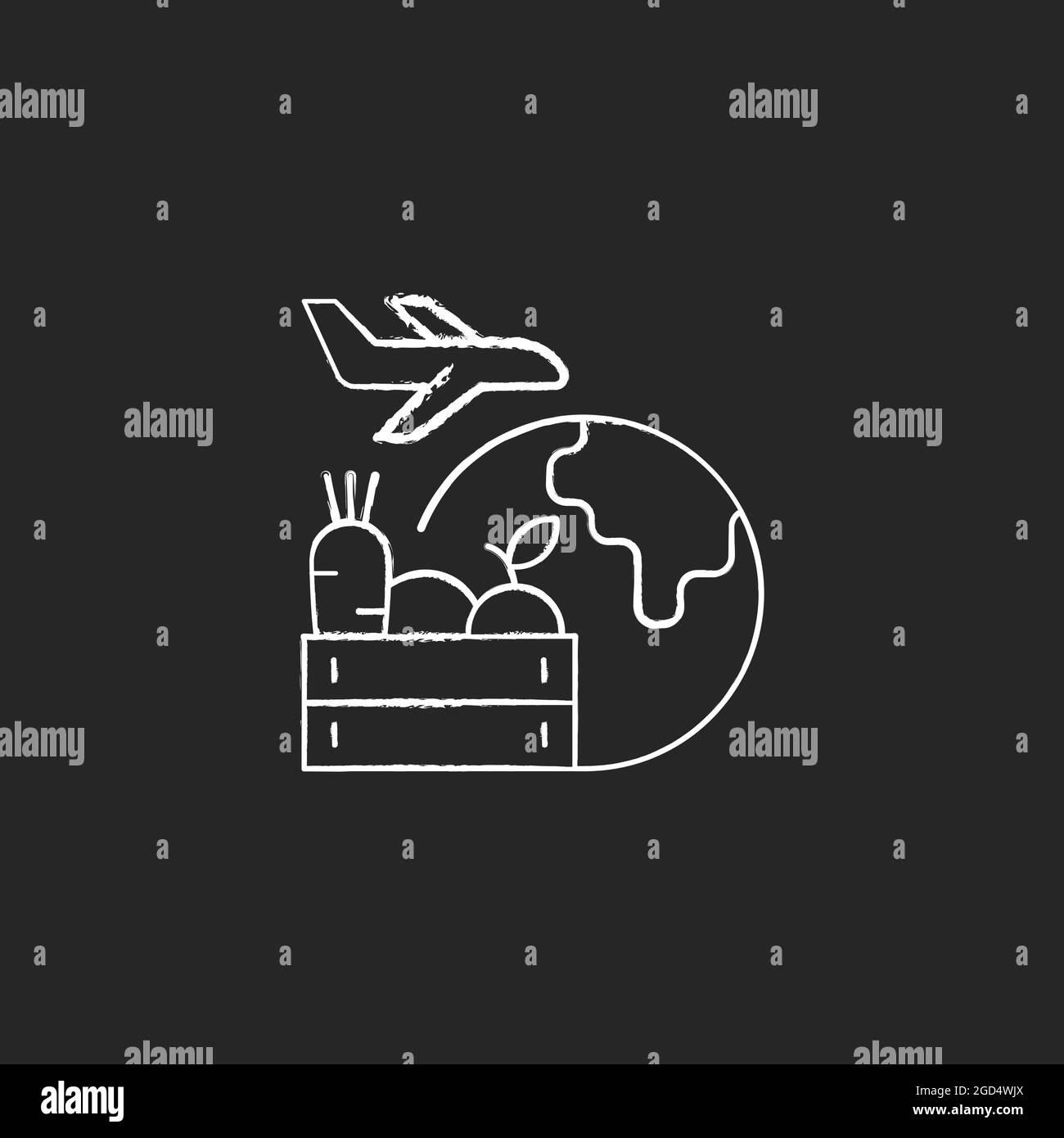 Agricultural products export chalk white icon on dark background Stock ...